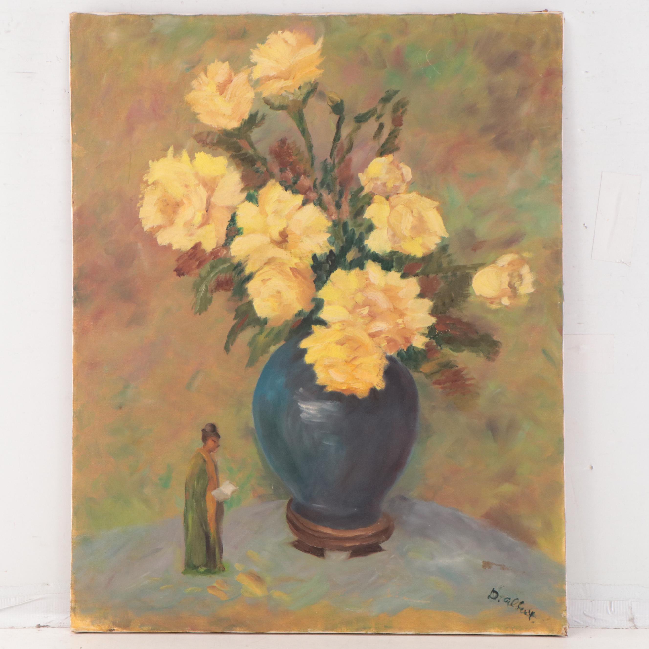 D. Albert Oil Painting of Floral Still Life | EBTH