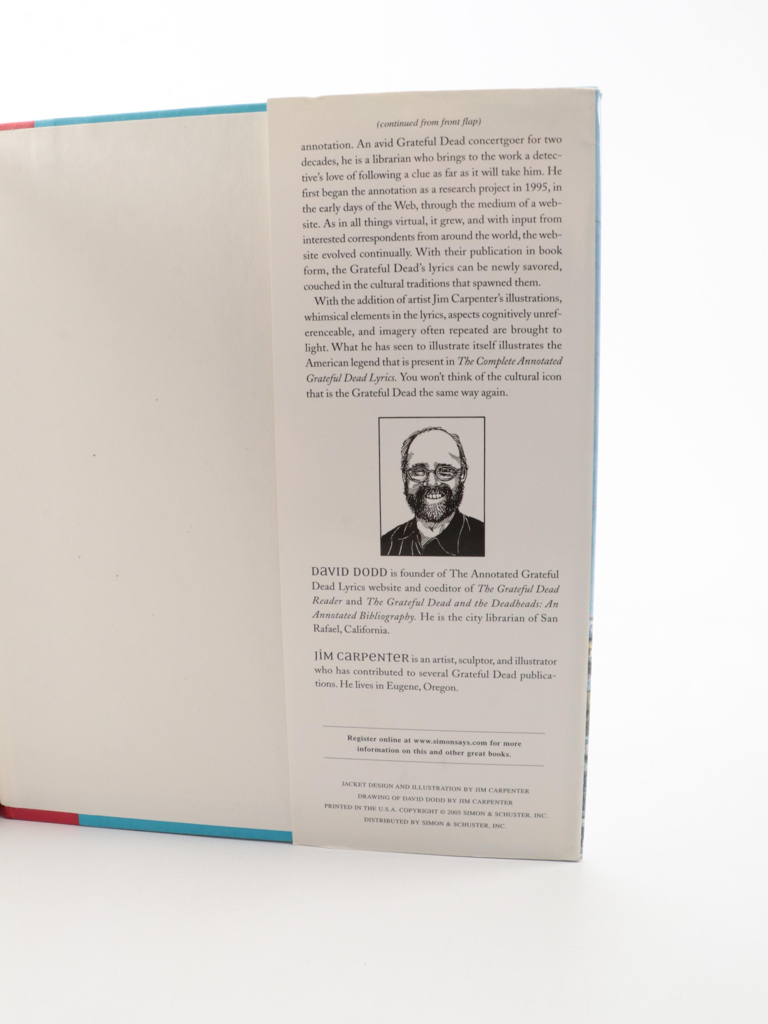 Illustrated First Edition "The Complete Annotated Grateful Dead Lyrics ...