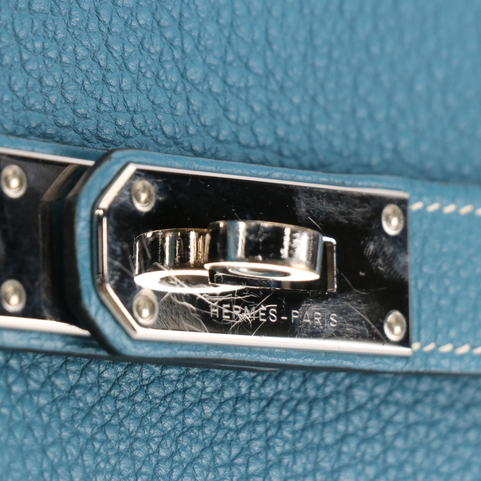 Hermès Shoulder Kelly 42 Bag in Blue Jean Clemence Leather | EBTH