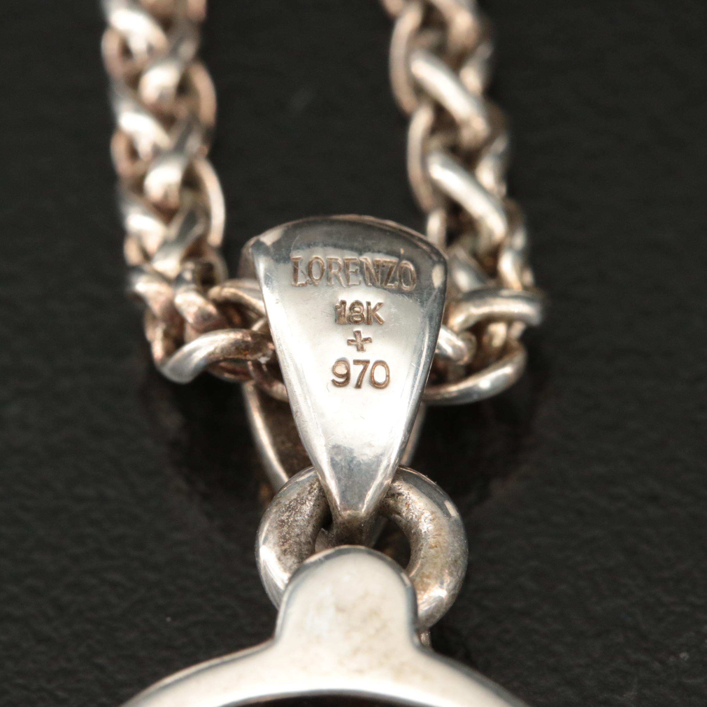 Lorenzo 970 Silver and 18K Amethyst and Diamond Necklace and Earrings ...