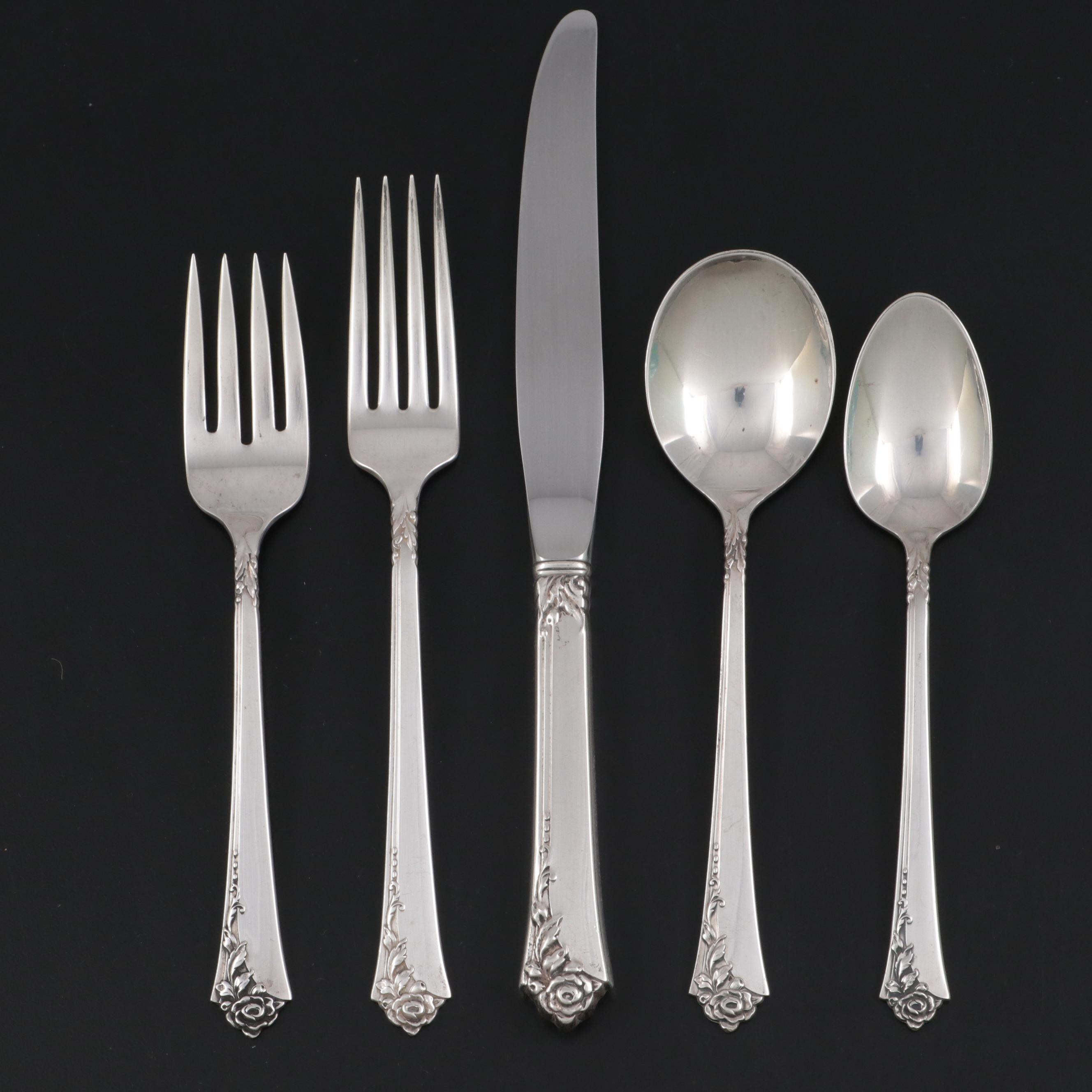 Oneida Heirloom "Damask Rose" Sterling Silver Flatware, Mid-20th ...