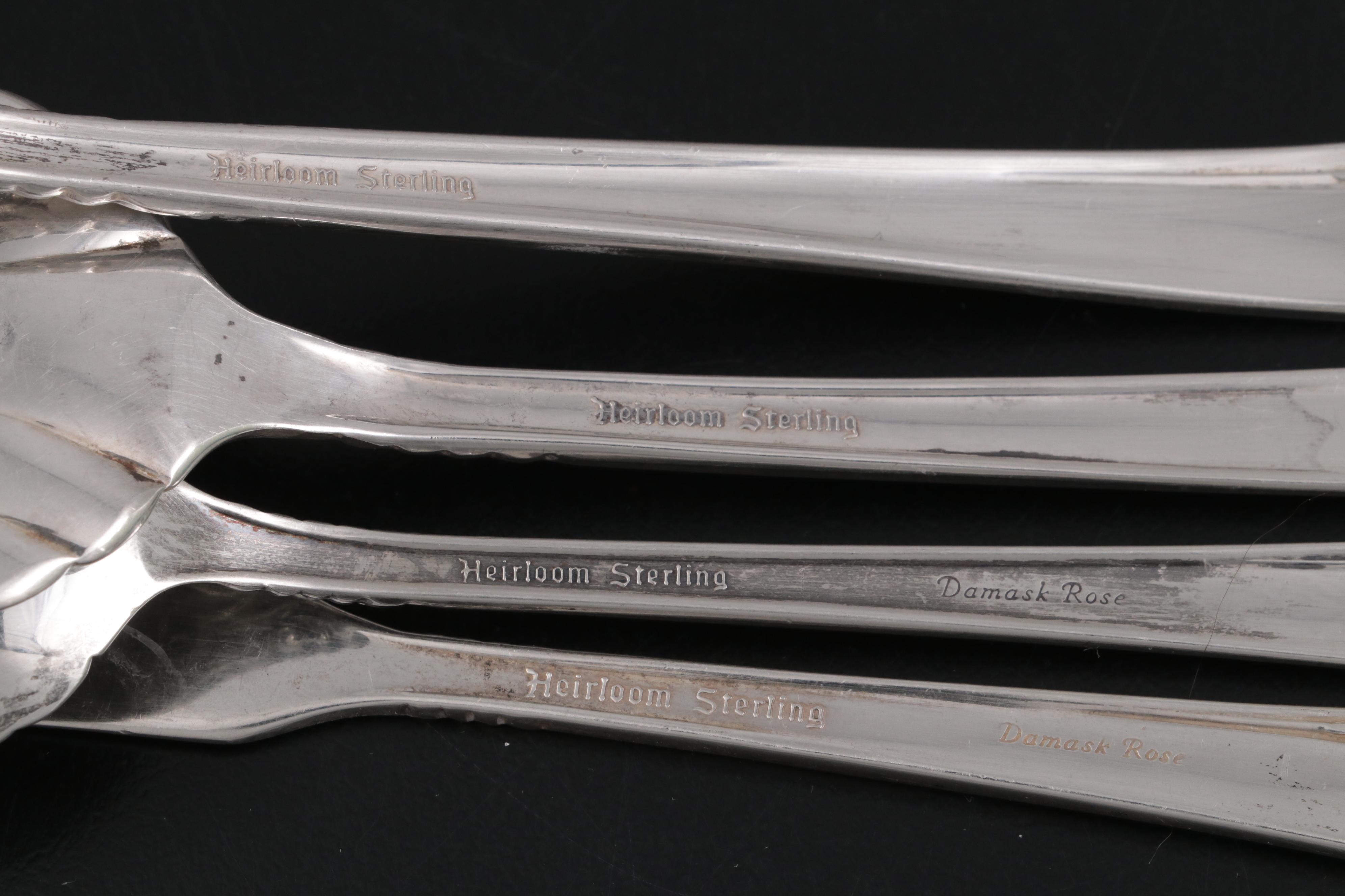 Oneida Heirloom "Damask Rose" Sterling Silver Flatware, Mid-20th ...