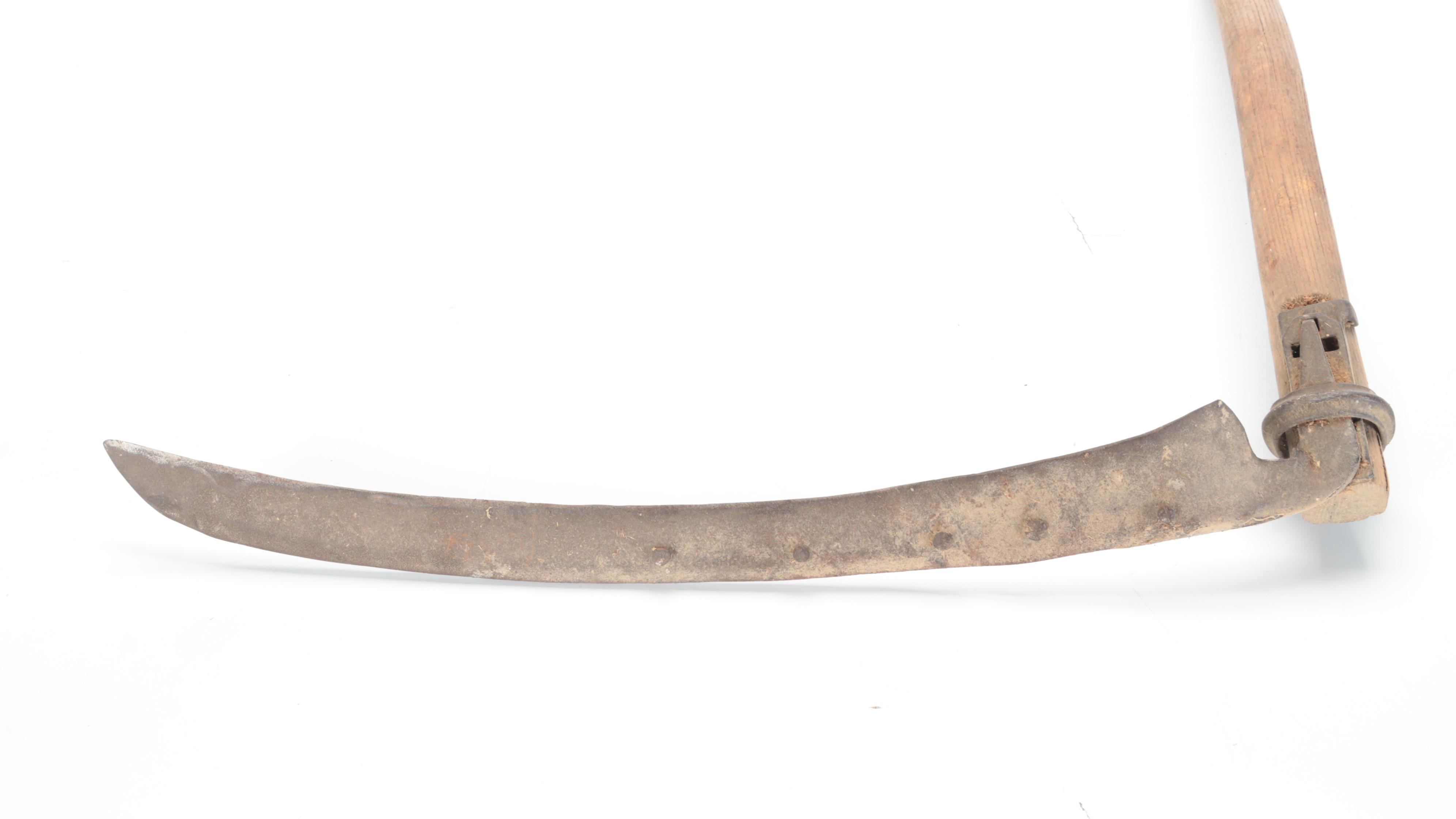 Primitive Style Wood and Metal Garden Scythe | EBTH