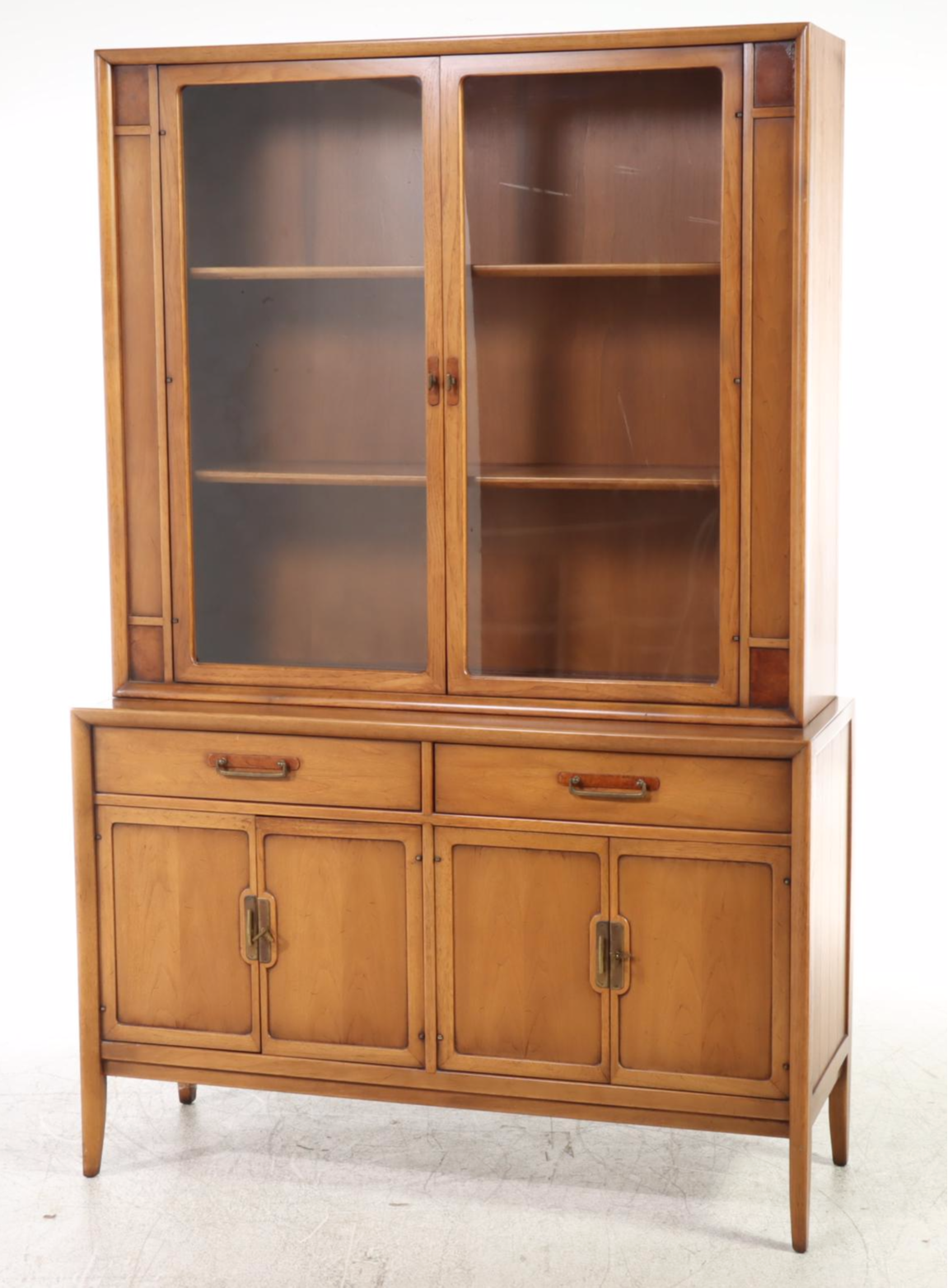 Drexel "Meridian" Mid Century Modern Butternut and Pecan China Cabinet ...