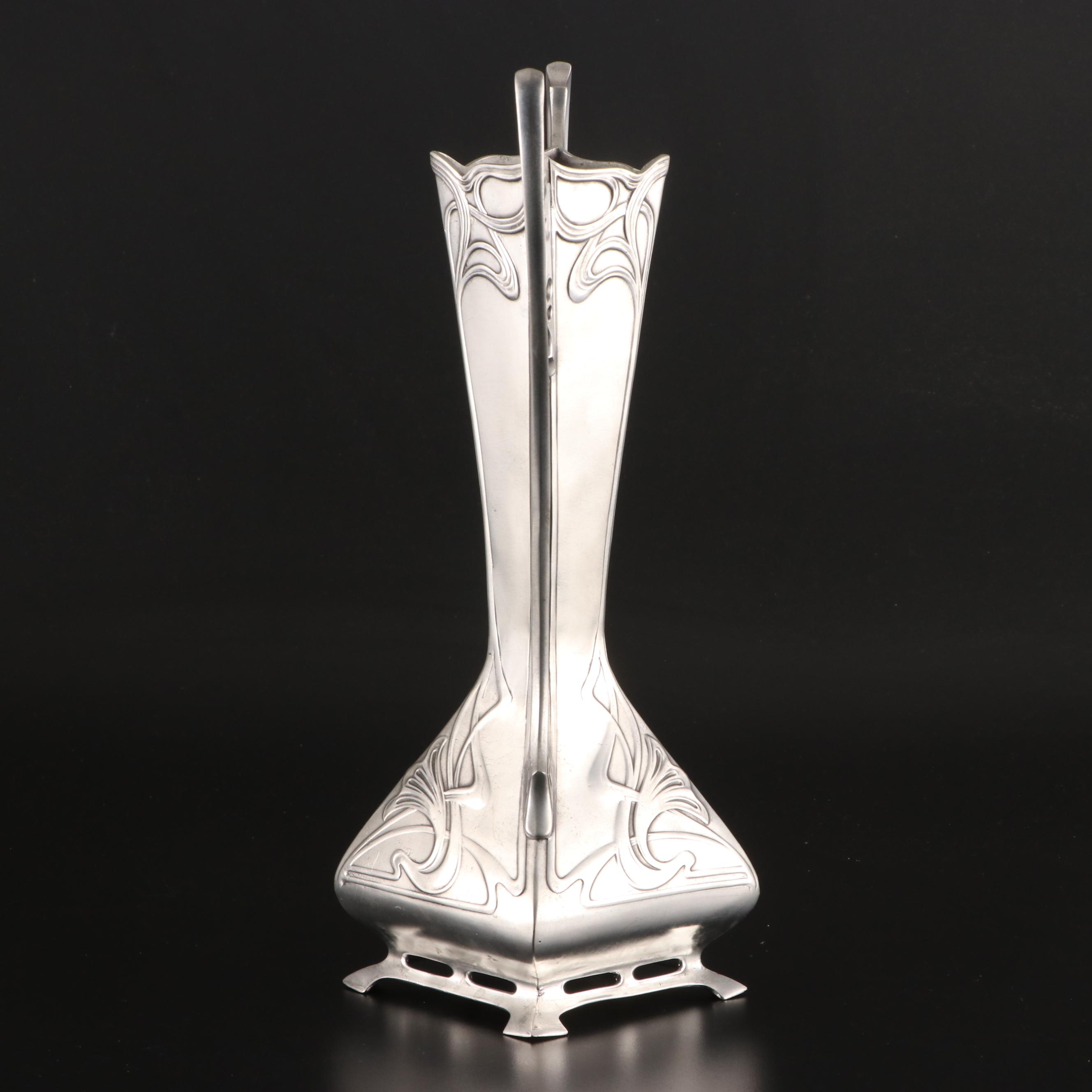 Achille Gamba Art Nouveau Style Pewter Vase | EBTH