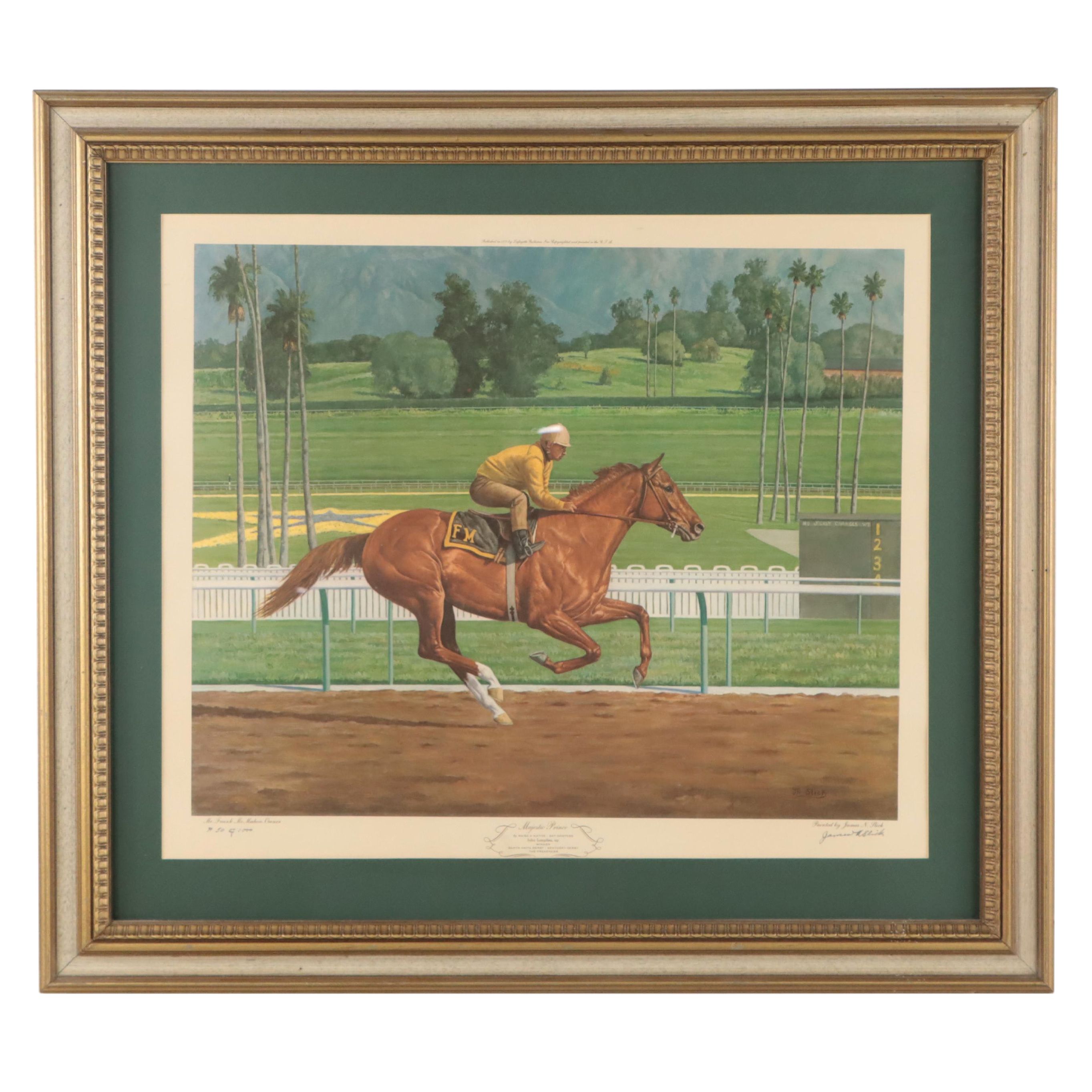 James Slick Offset Lithograph of Equine Portrait "Majestic Prince ...