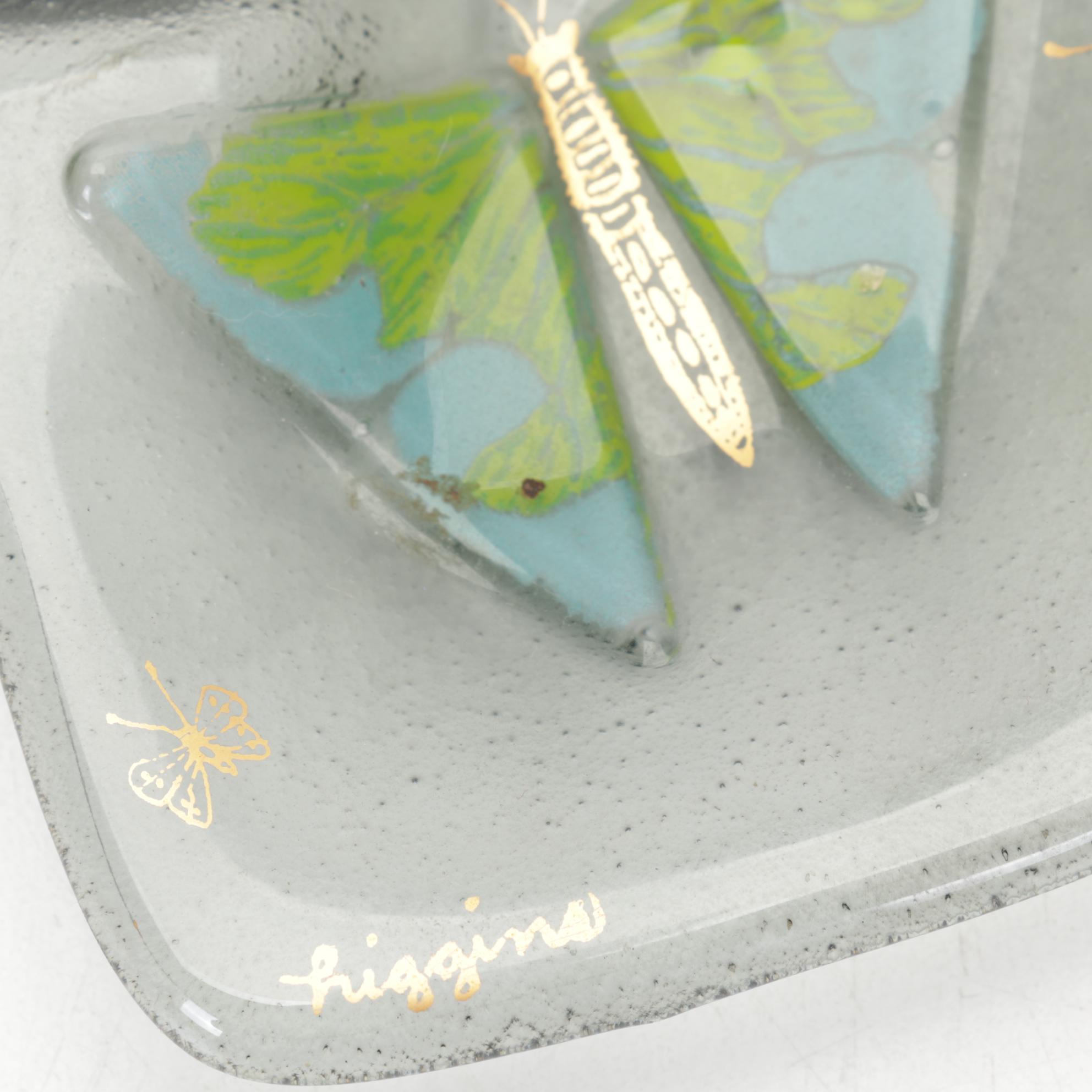 Higgins Fused Glass Ashtray With Arabia Ceramic Pitcher and Other Art ...