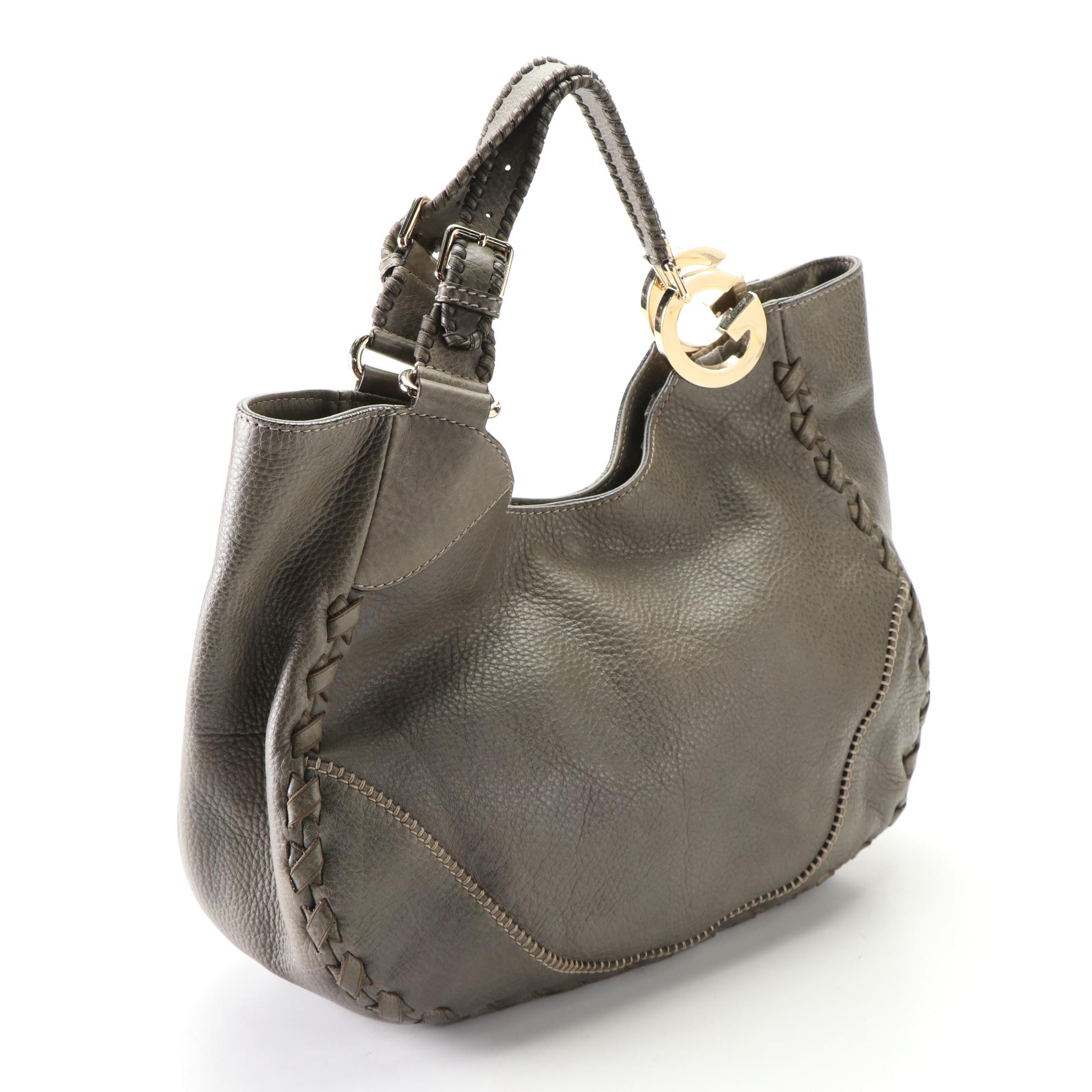 Gucci Charlotte Shoulder Tote in Grained Leather with Stitching Detail ...