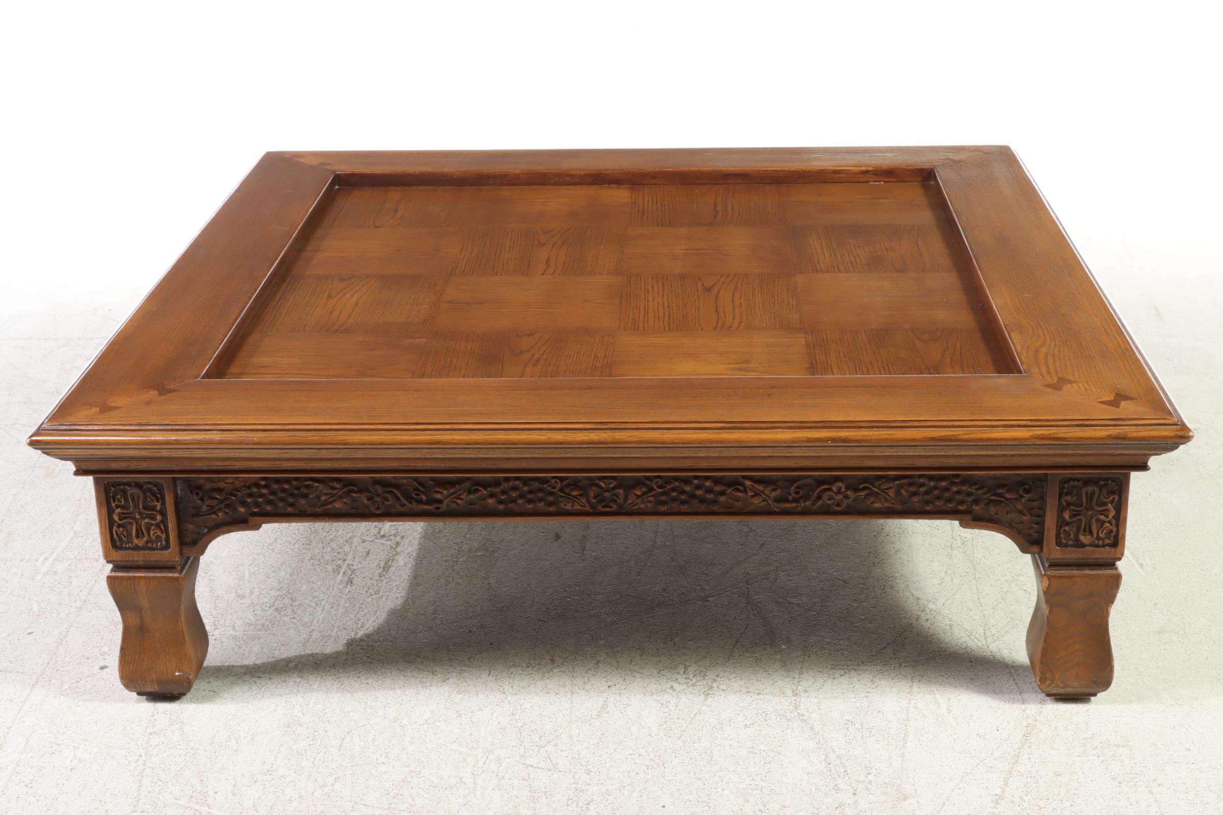Romweber Viking Oak Oak and Parquetry Coffee Table, Mid to Late 20th ...