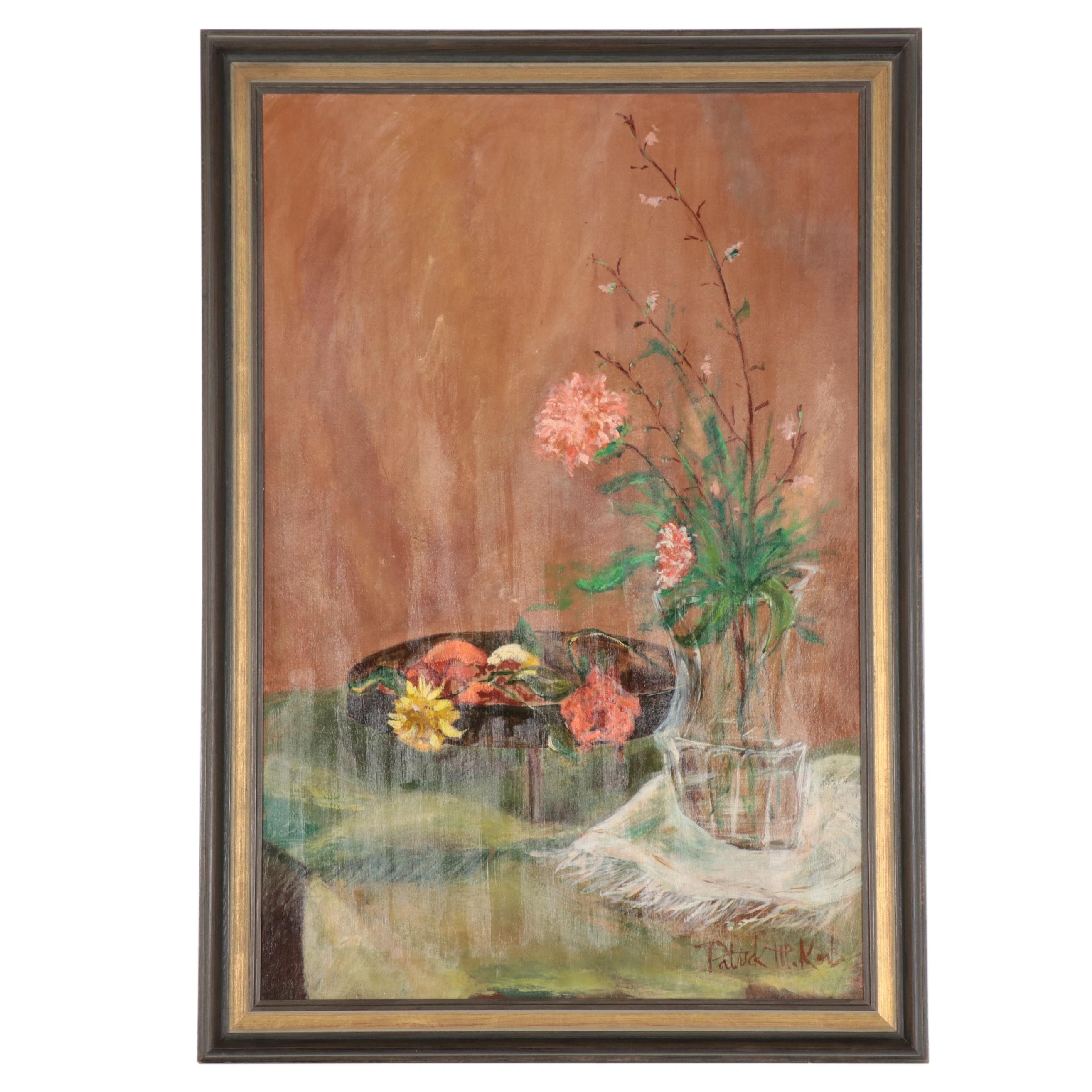 Patrick Korb Oil Painting of Floral Still Life, 1966 | EBTH