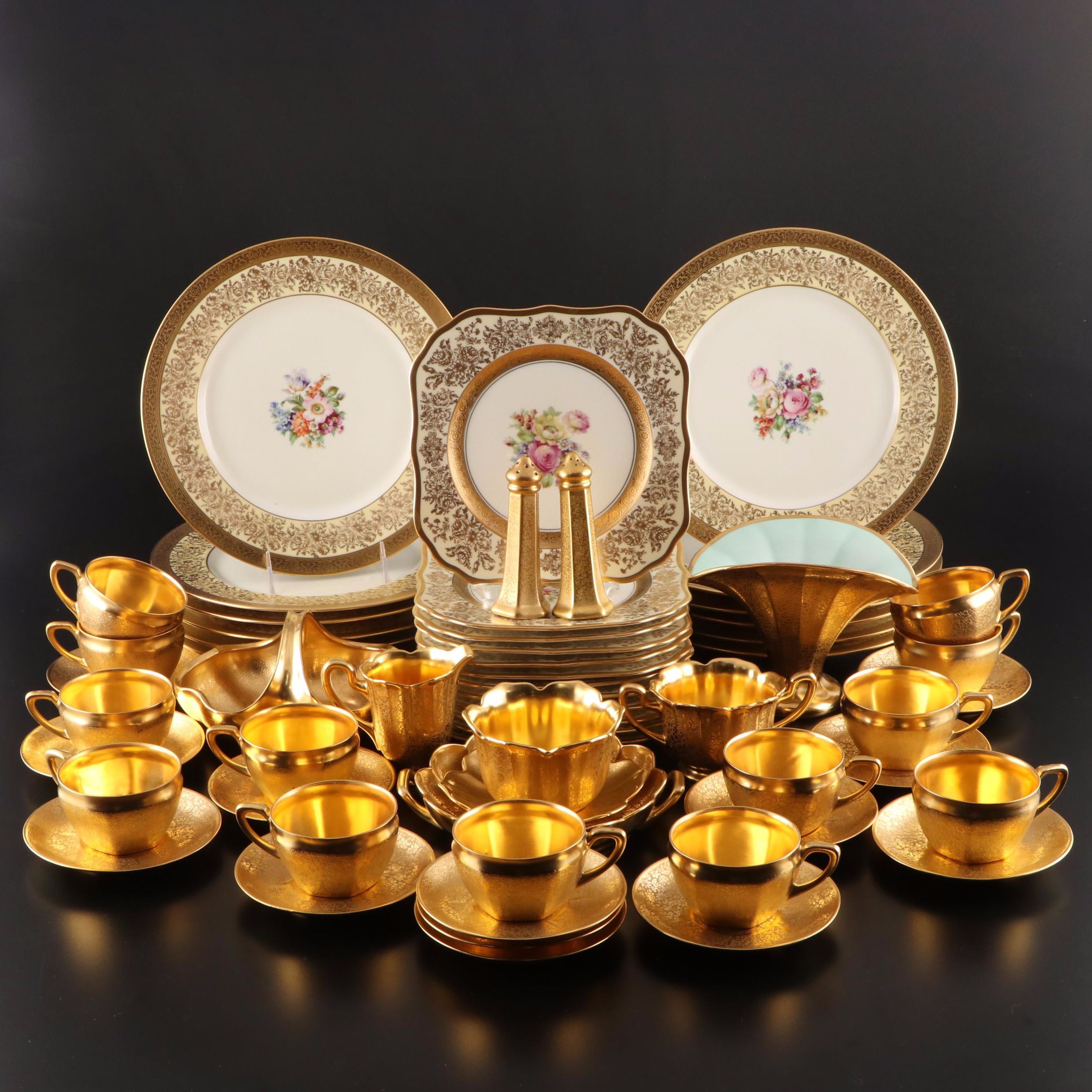 Pickard "Edgerton" Bavarian Gilded China Dinnerware with Floral Bouquet ...