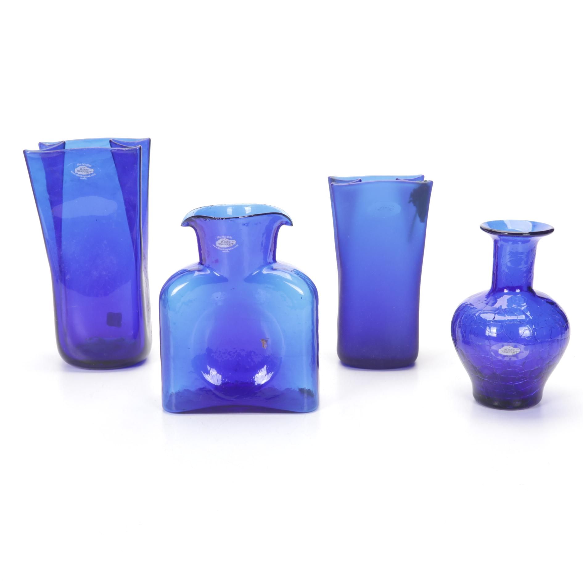Blenko Cobalt Blue Art Glass Pitcher and Vase Collection | EBTH
