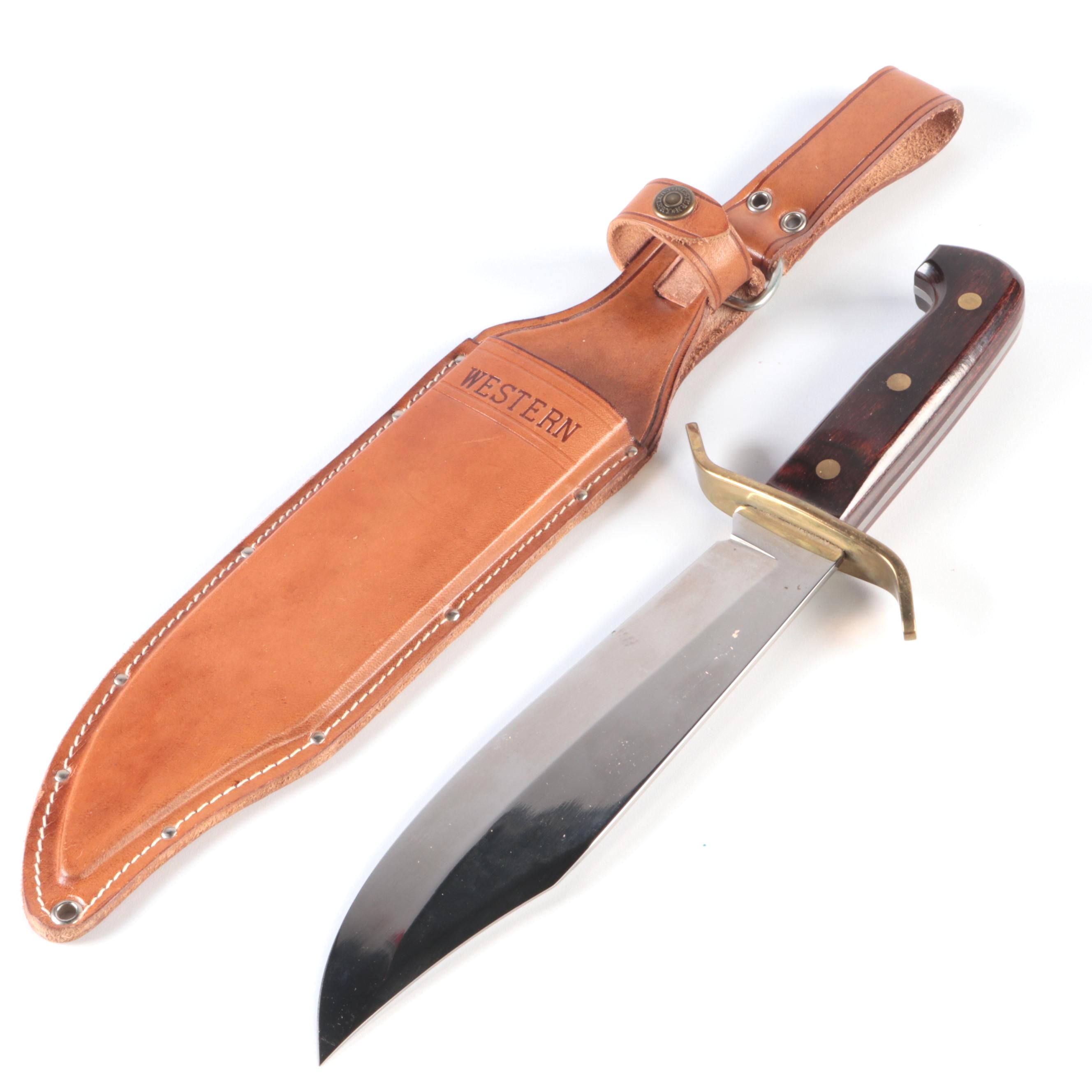 Western Bowie Knife with Leather Sheath | EBTH