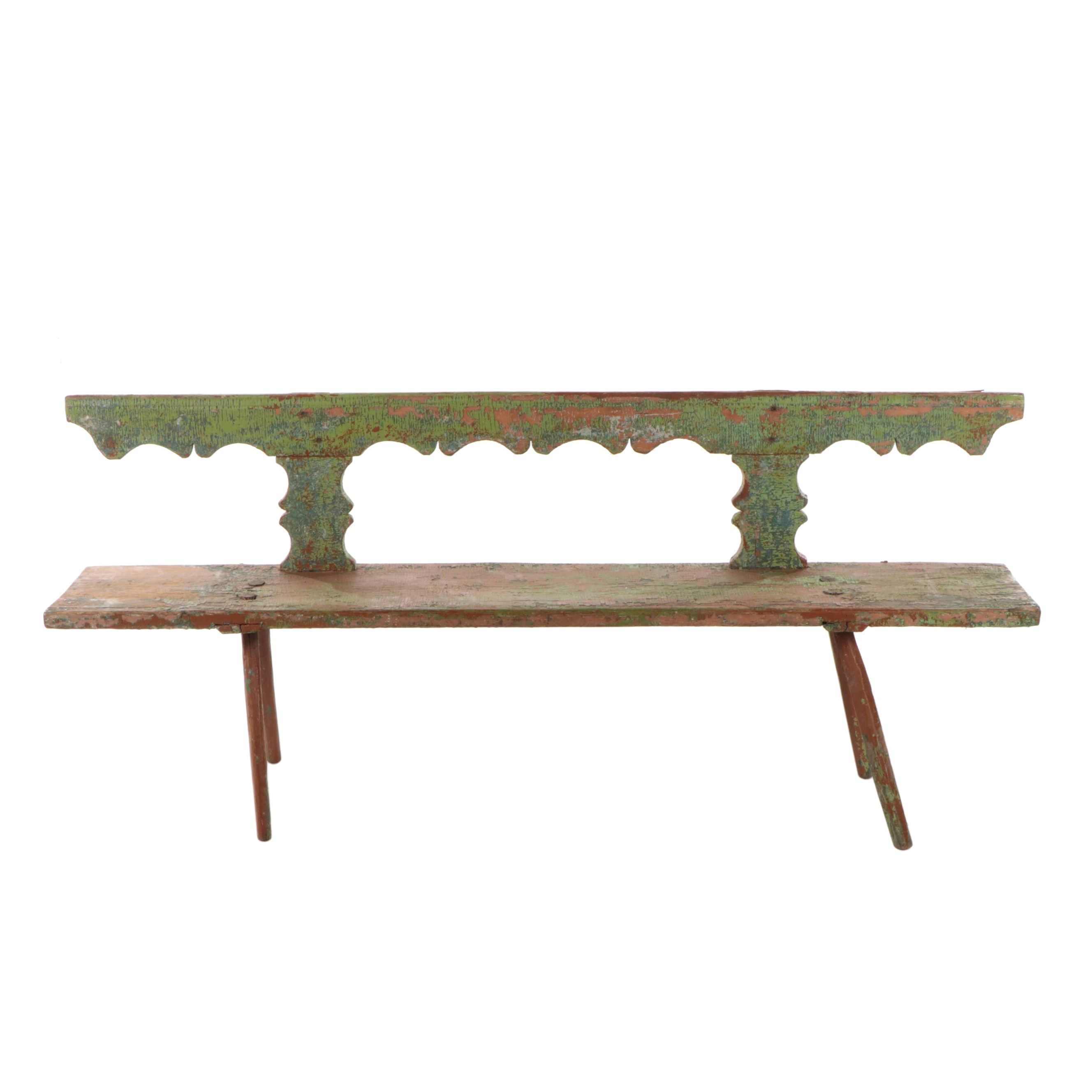 Primitive Painted Pine Bench | EBTH