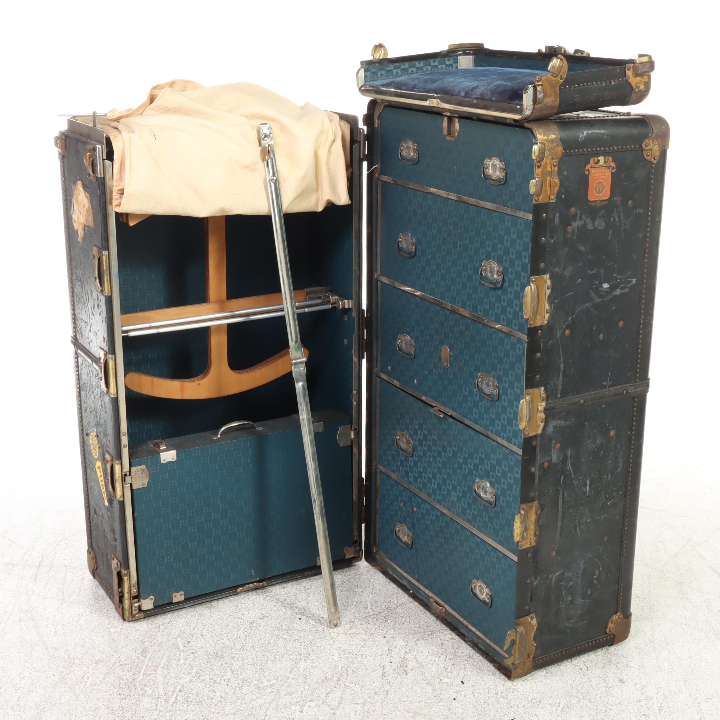 Wheary "Cushioned Top" Metal Travel Wardrobe, Early to Mid 20th Century ...