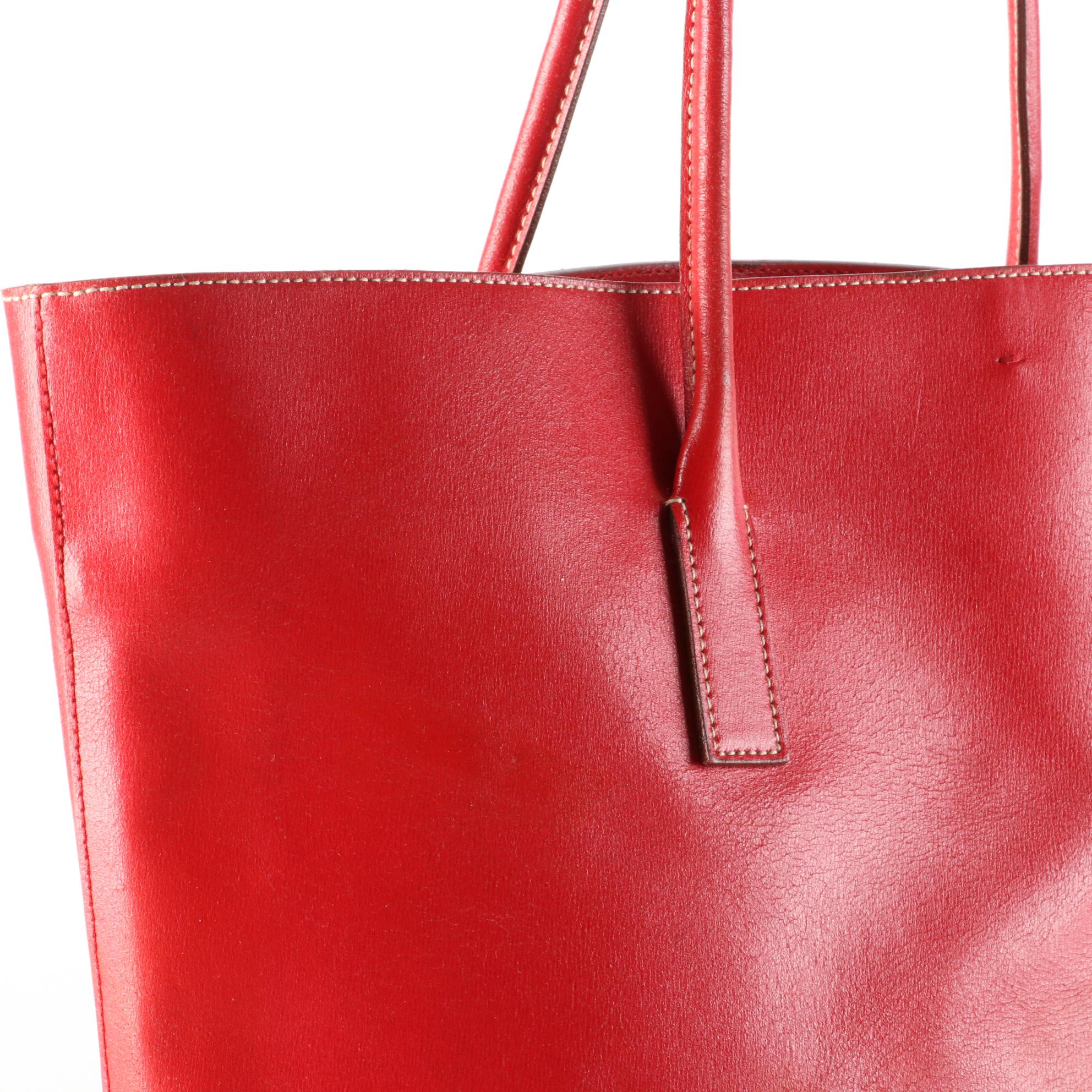Prada Tote Bag with Pouch in Red Leather | EBTH
