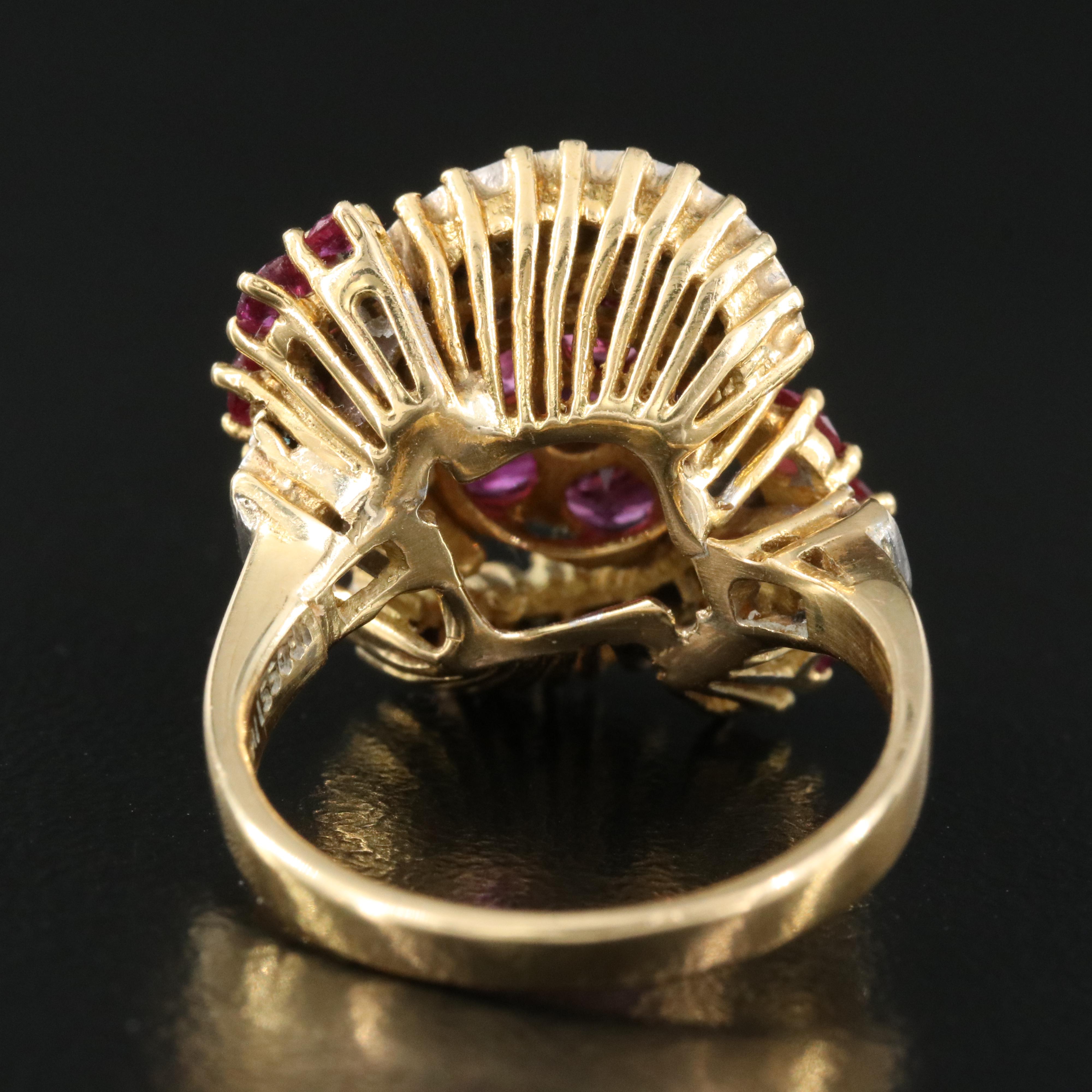 Vintage 18K Ruby and Diamond Floral Ring | EBTH