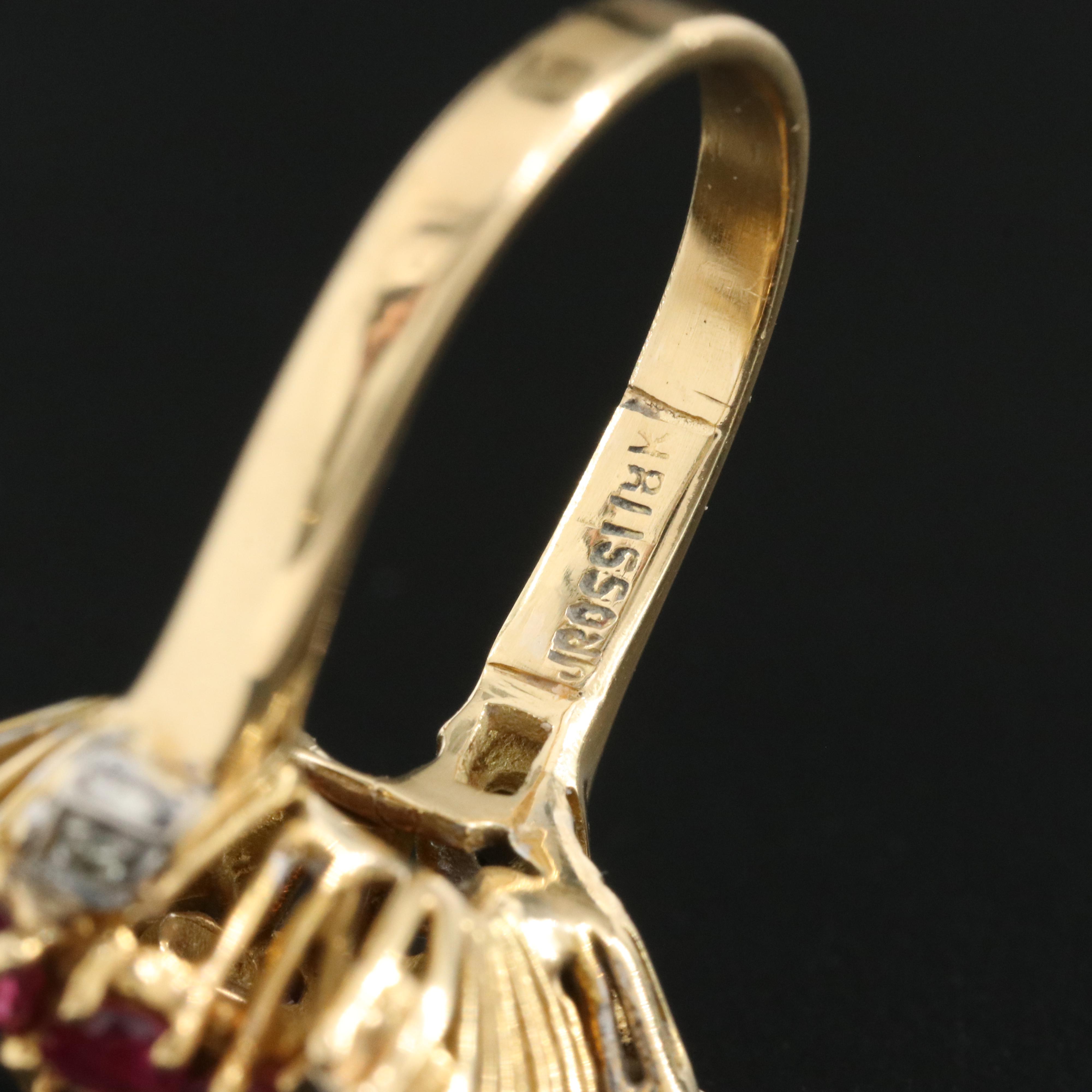 Vintage 18K Ruby and Diamond Floral Ring | EBTH