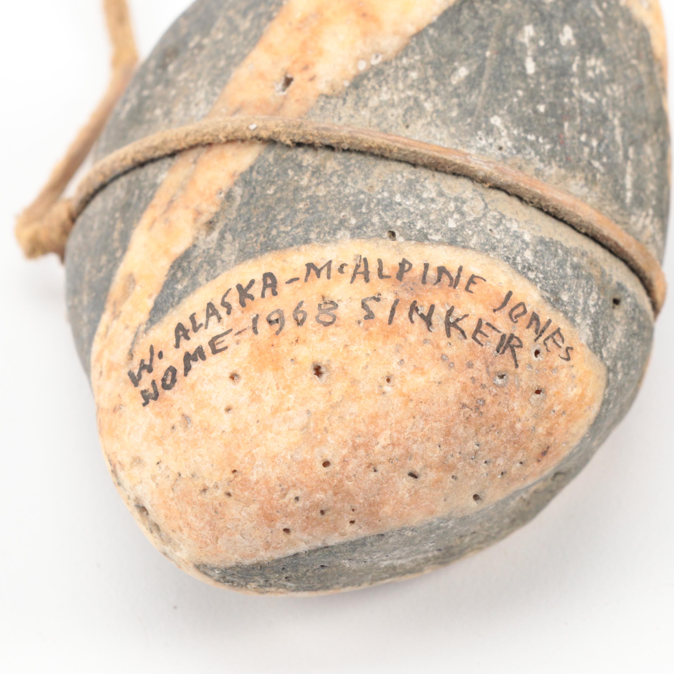 Alaskan Kukulik Wooden Artifacts With Nome Stone Hand-Carved Sinkers ...