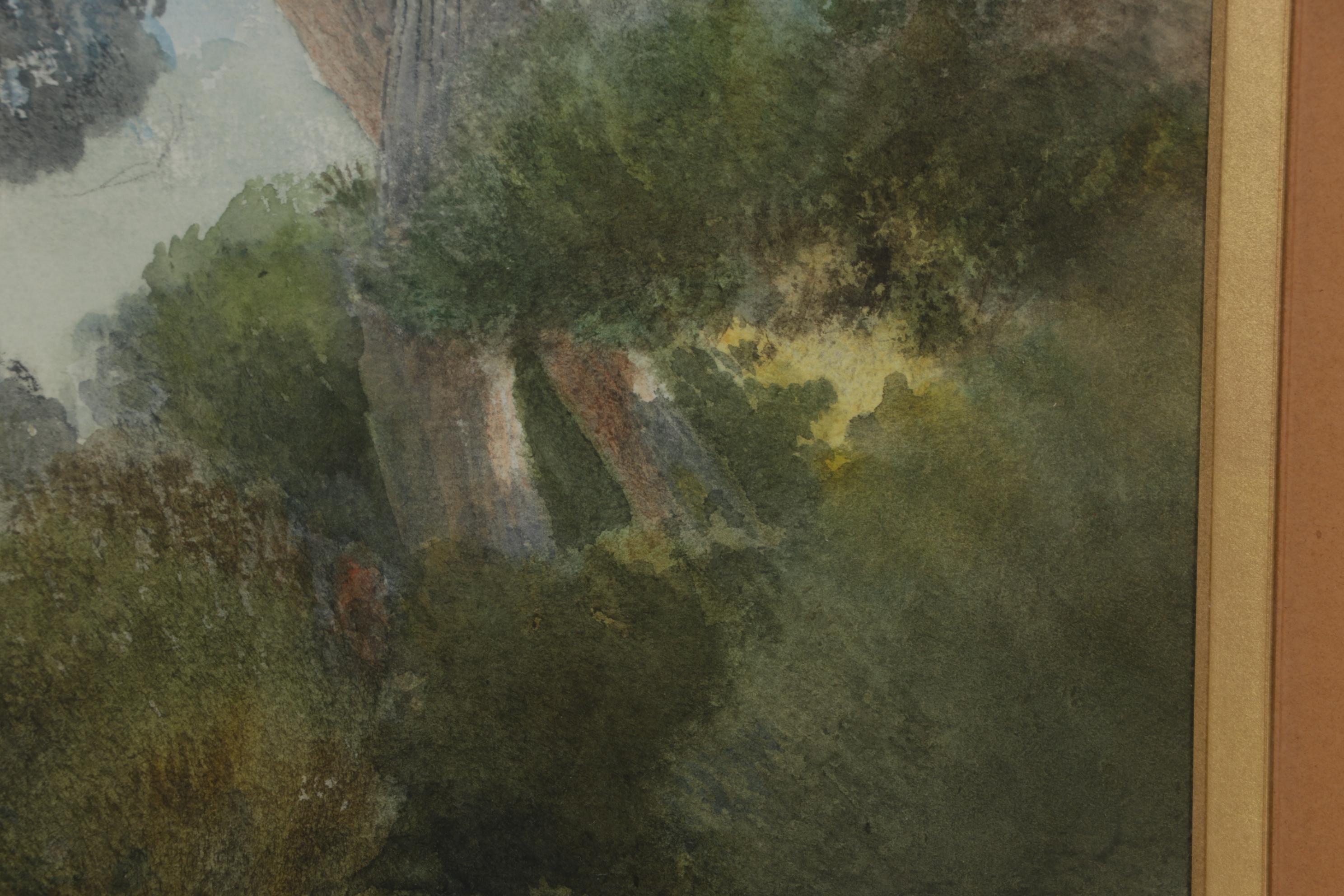 Henri Zuber Watercolor Painting of Figures Overlooking Marshy Plain ...