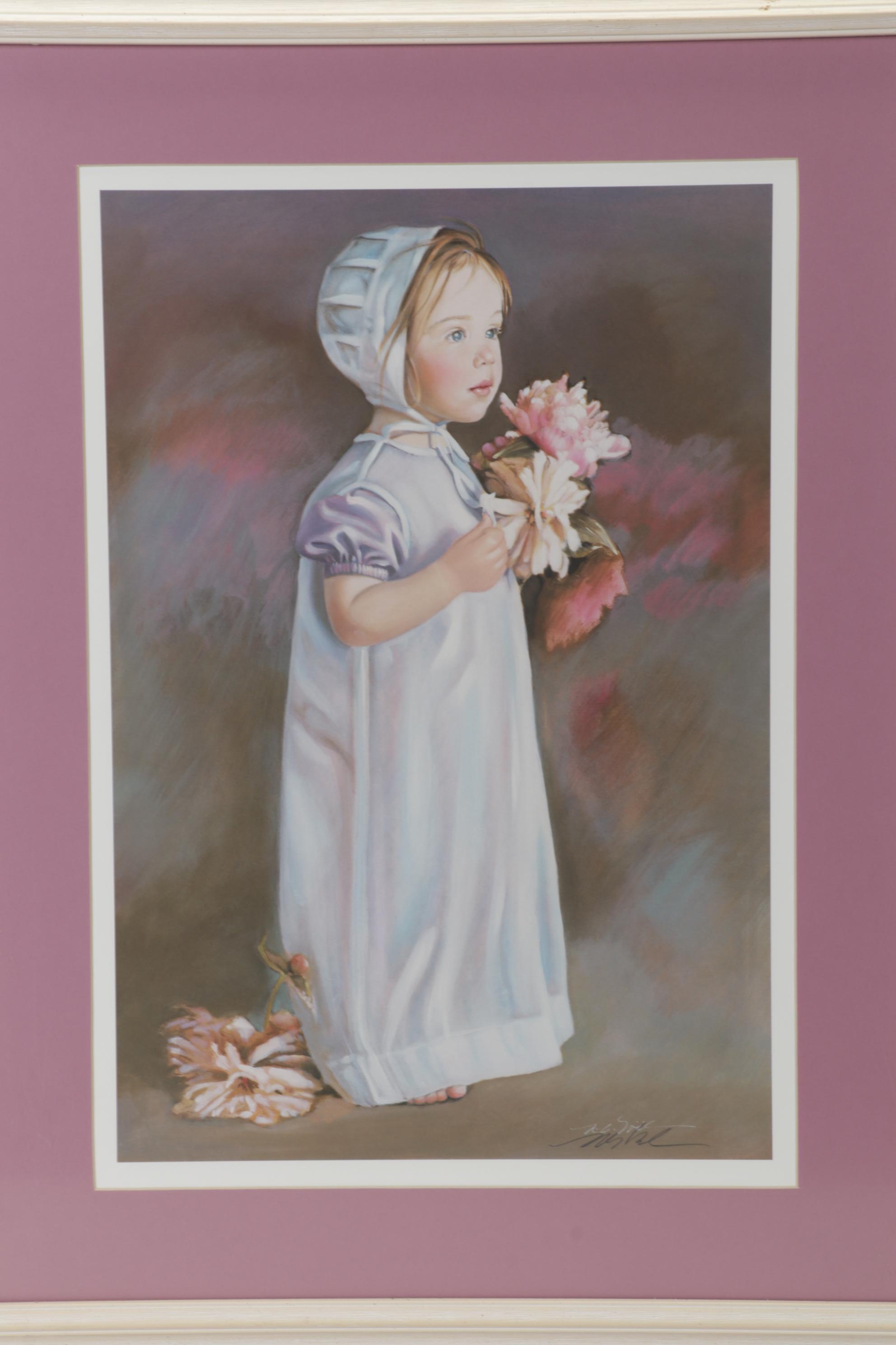 Nancy Noël Offset Lithograph "Flower Girl," Circa 2000 | EBTH