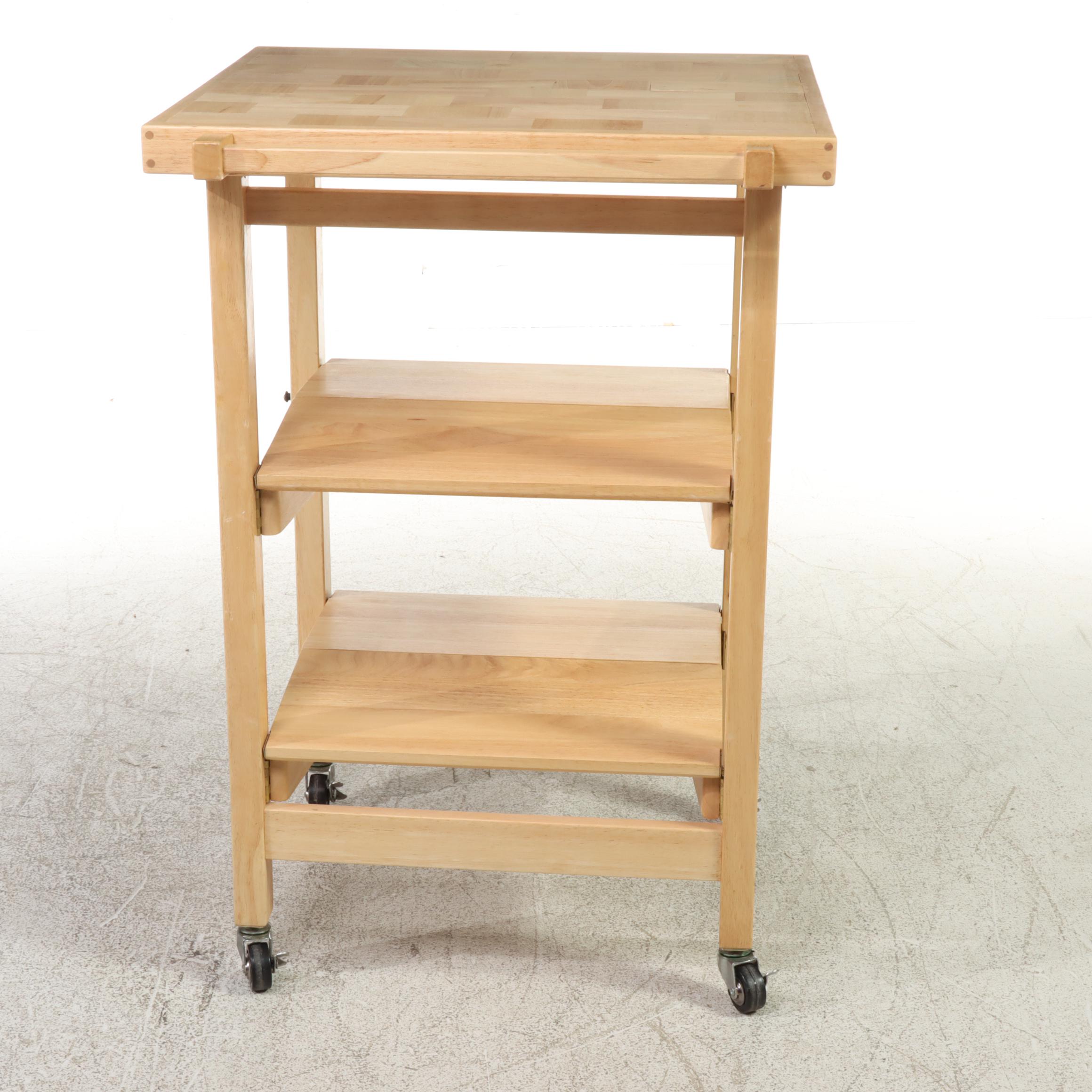 Oasis Island Folding Rubberwood Kitchen Cart | EBTH