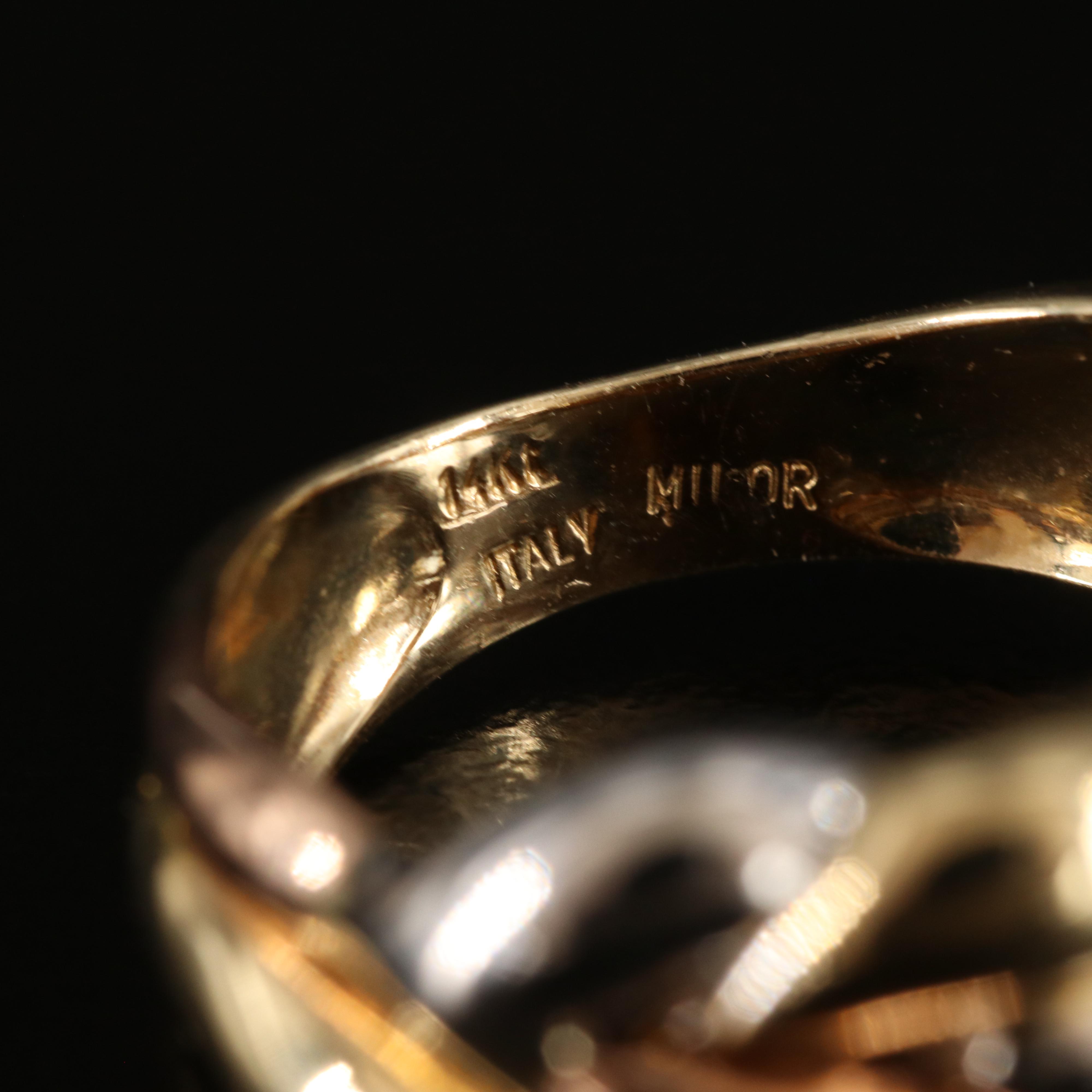 Italian Milor 14K Tri-Color Braided Ring Including Rose Gold | EBTH