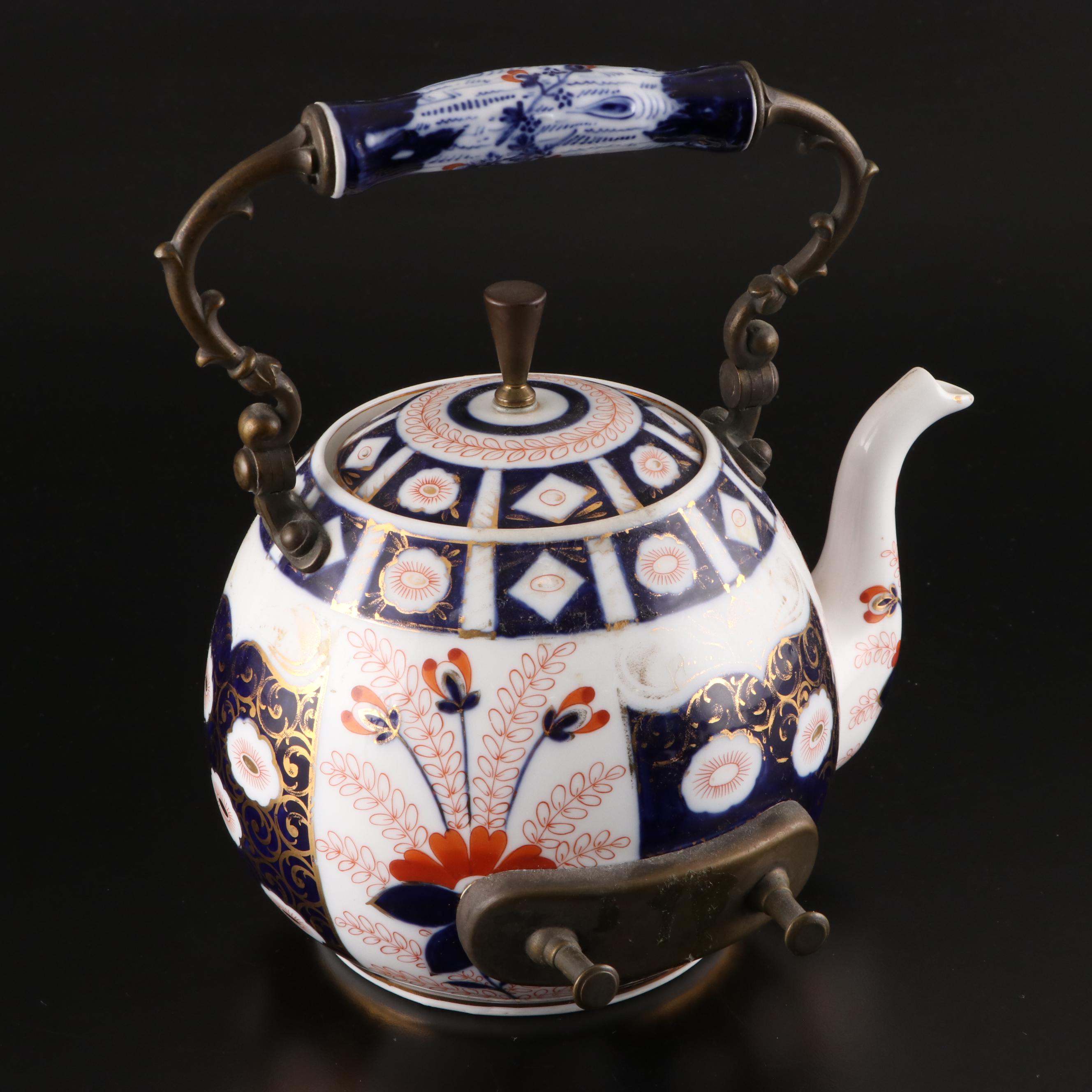 Franziska Hirsch Dresden Porcelain Imari Style Teapot and Stand, Late ...