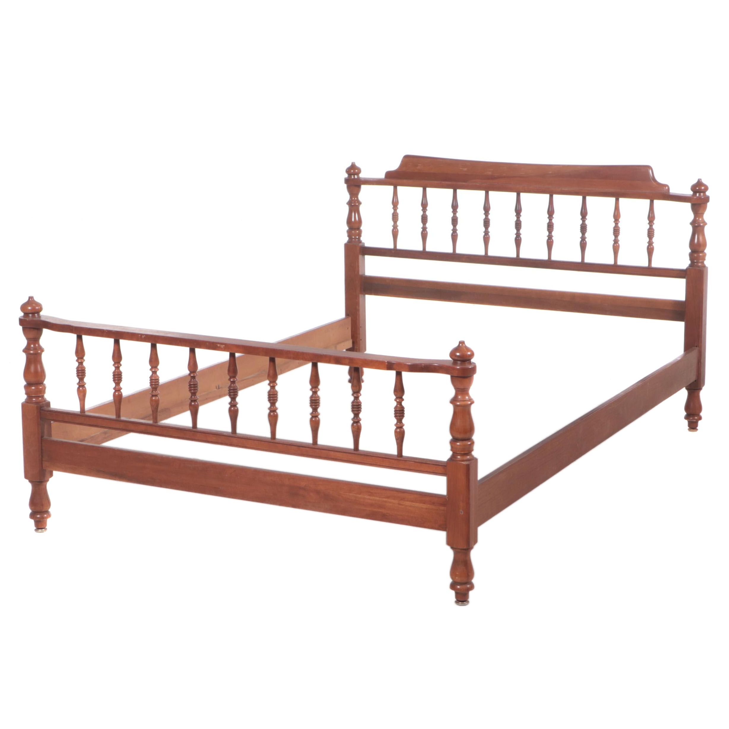 Custom Curly Maple King Bed with Stained Glass | EBTH