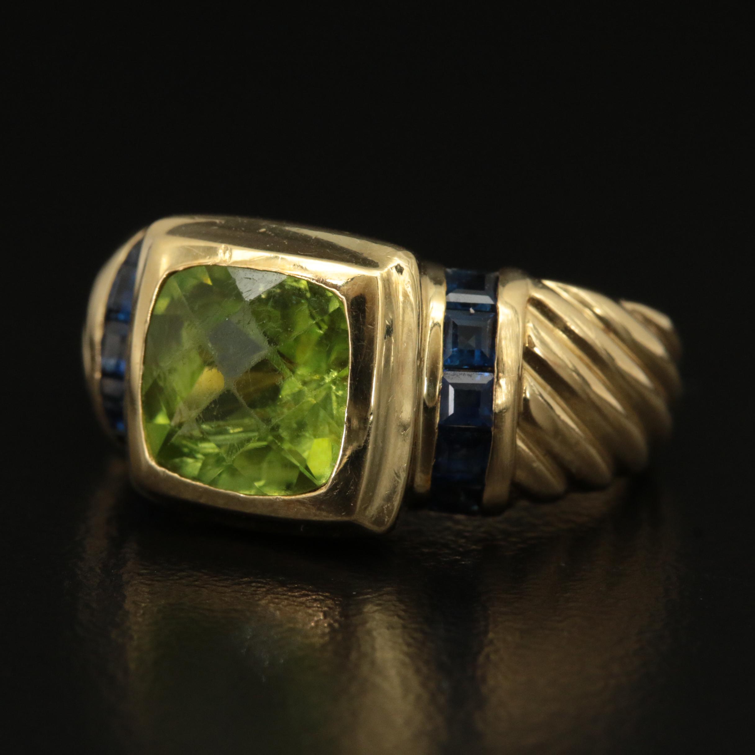 David Yurman "Noblesse"18K Peridot and Sapphire Ring | EBTH