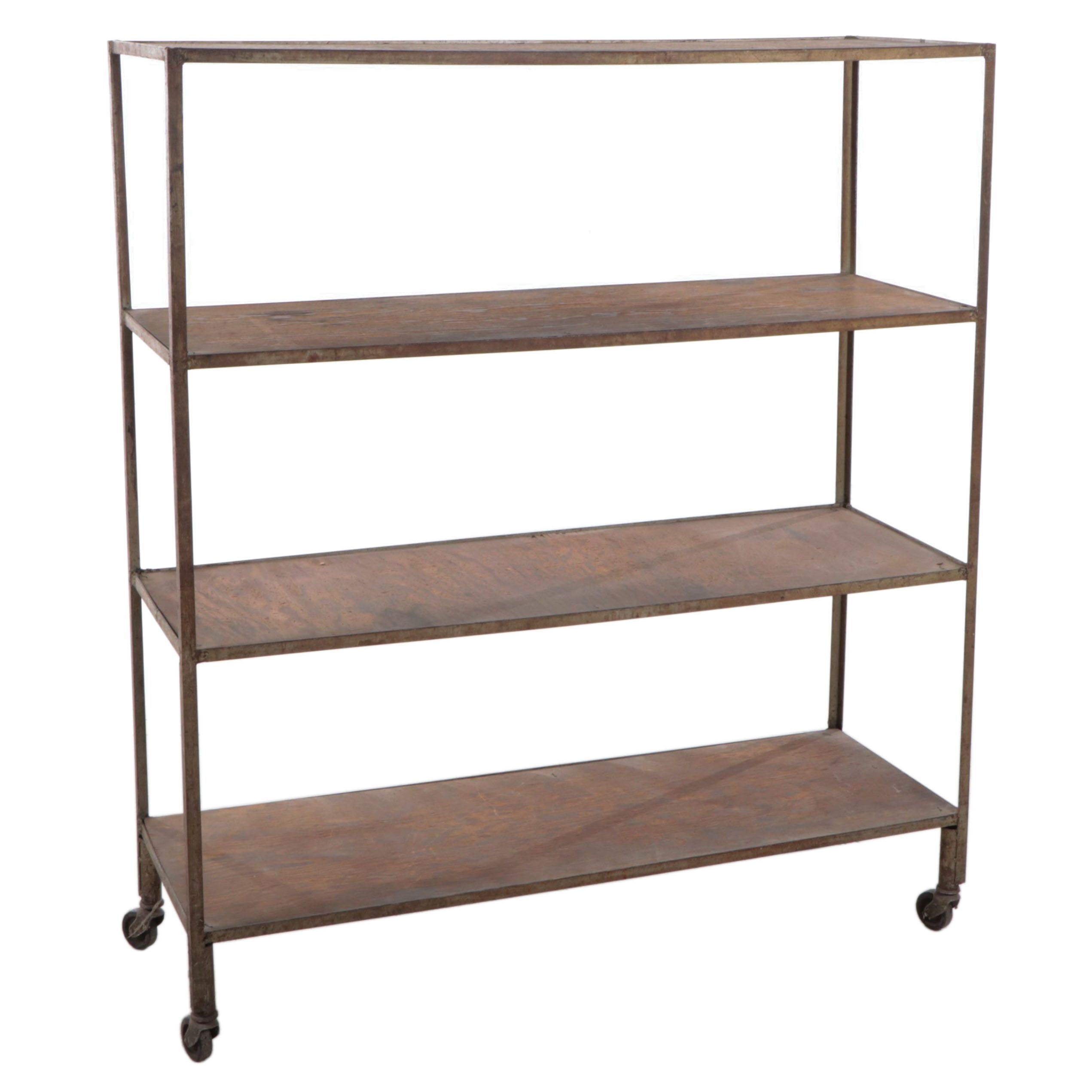Industrial Wood and Steel Rolling Shelf | EBTH