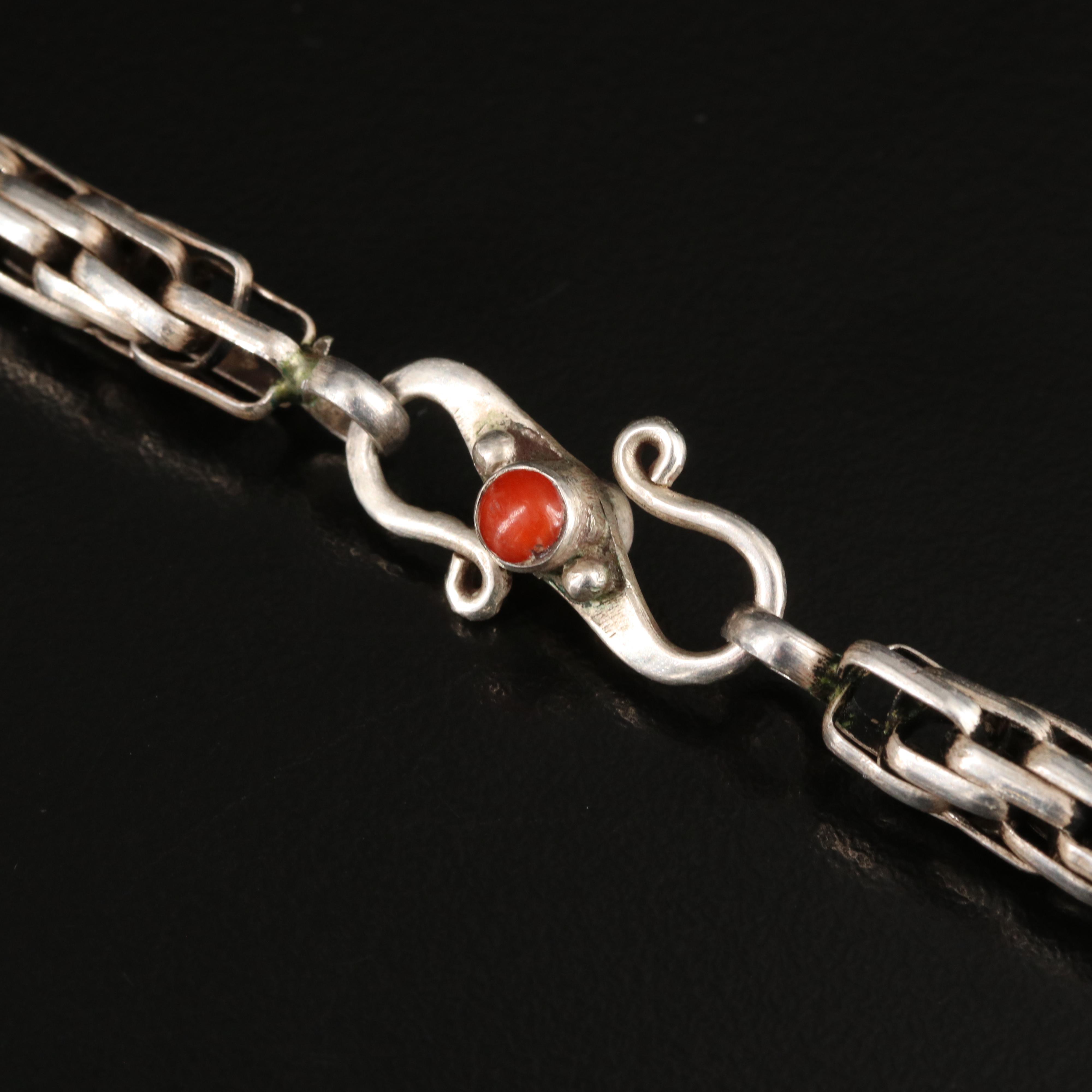 Cecilia Iule Zuni Sterling Coral Cross Necklace | EBTH