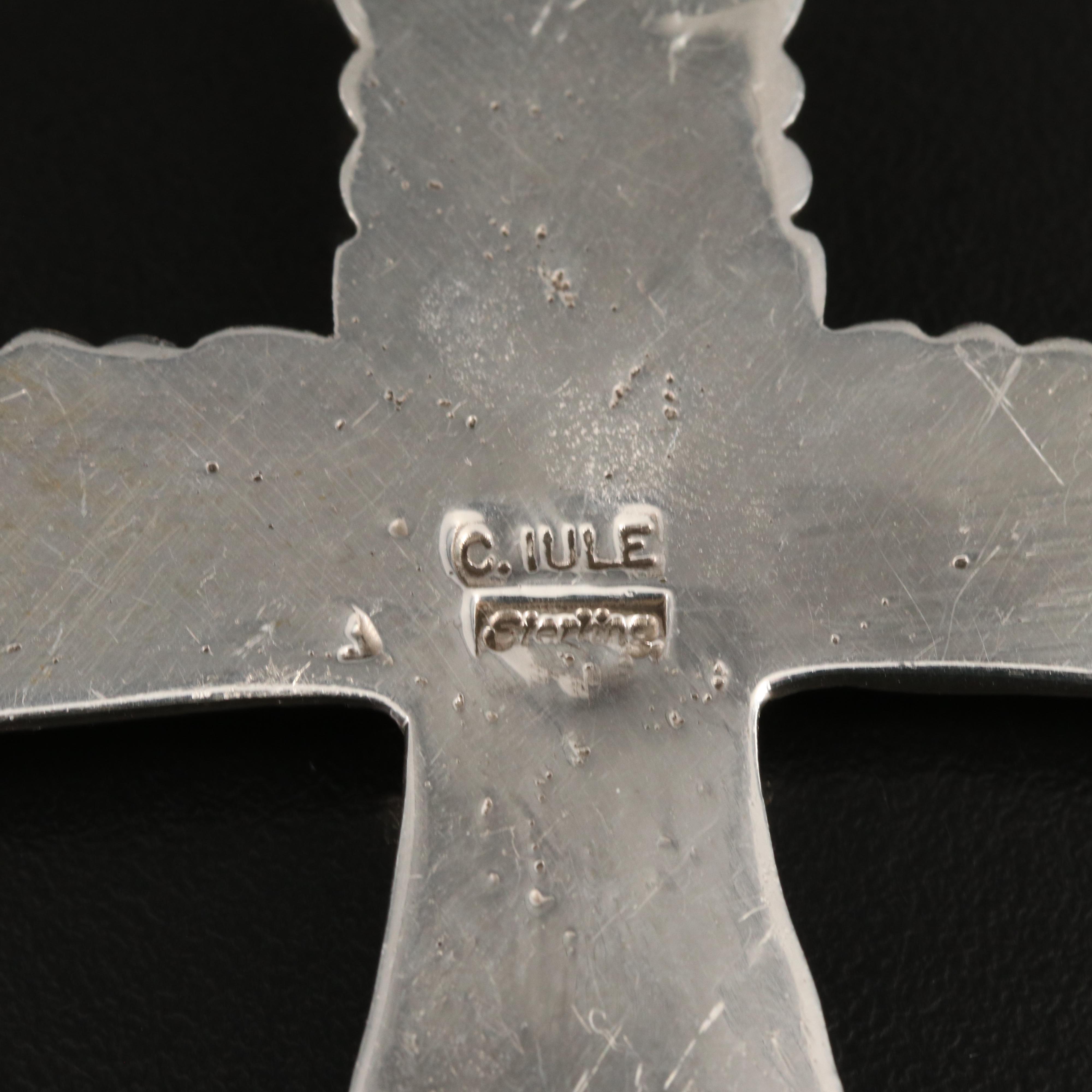 Cecilia Iule Zuni Sterling Coral Cross Necklace | EBTH