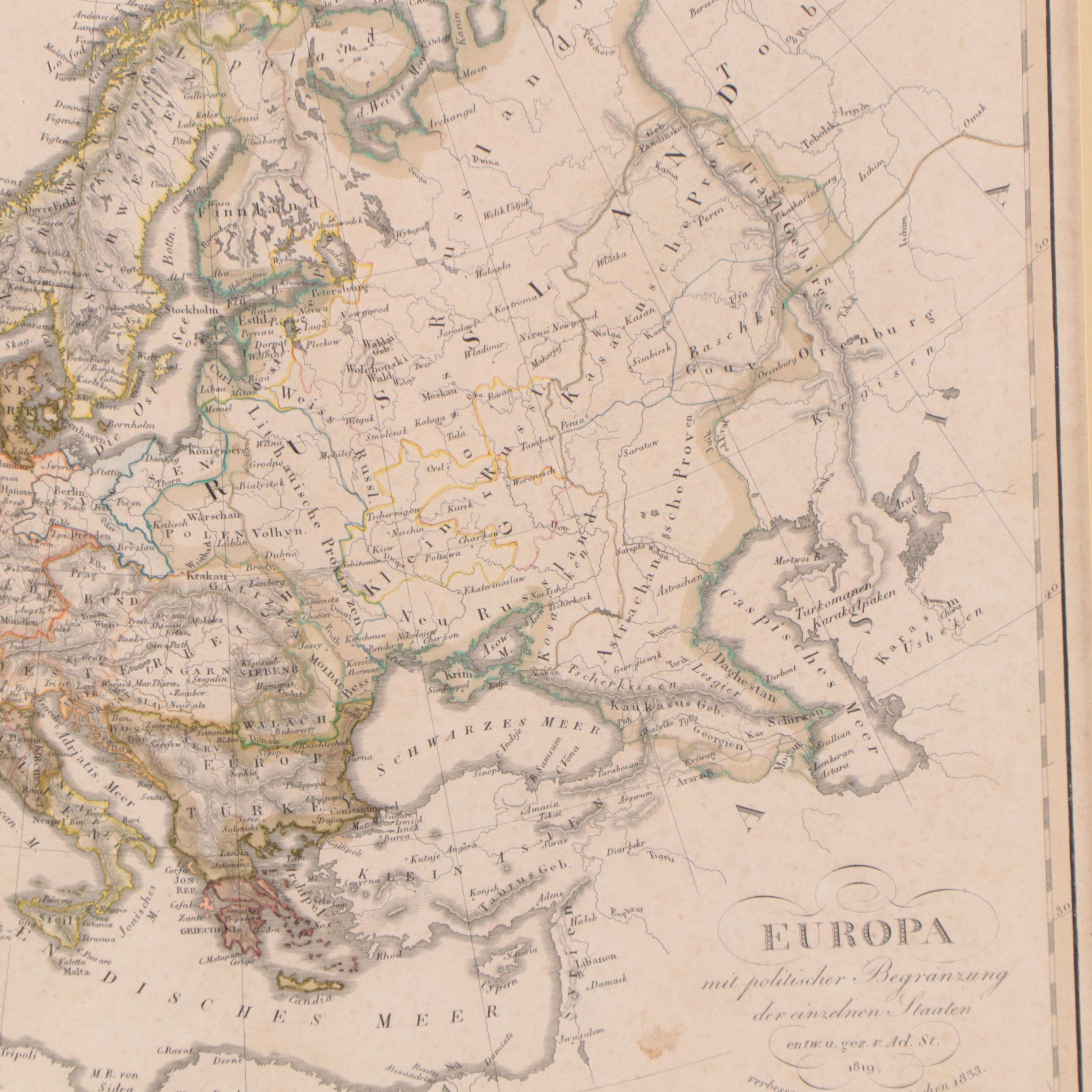 Johann Carl Ausfeld Hand-Colored Map of Europe, 1833 | EBTH