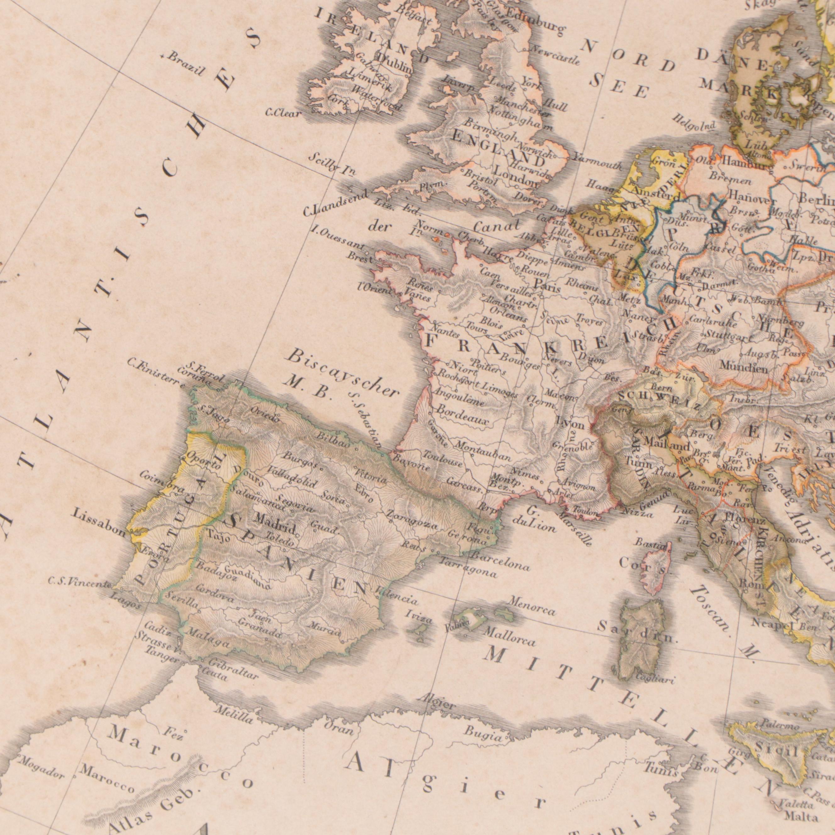 Johann Carl Ausfeld Hand-Colored Map of Europe, 1833 | EBTH
