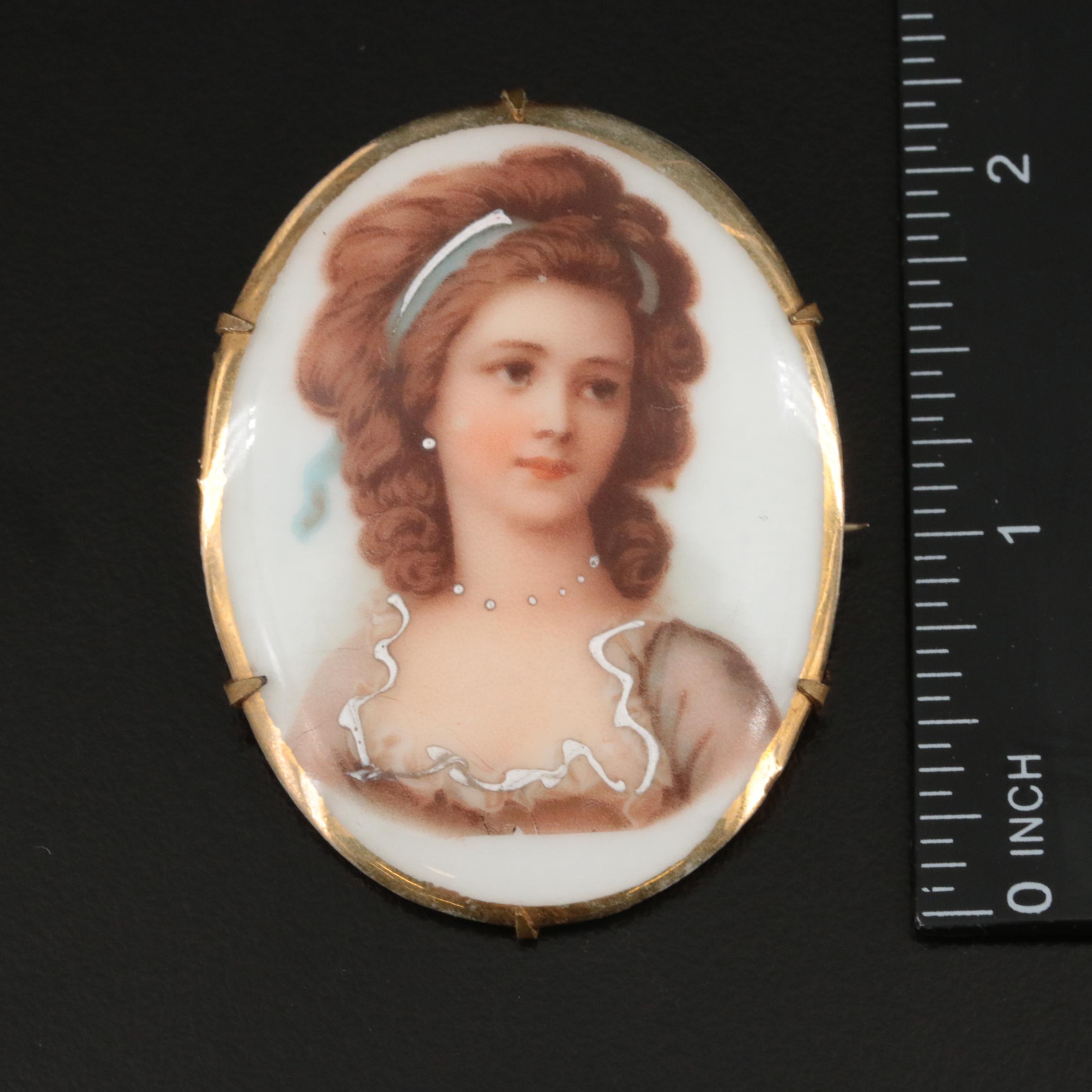 Antique Porcelain Portrait Brooches | EBTH