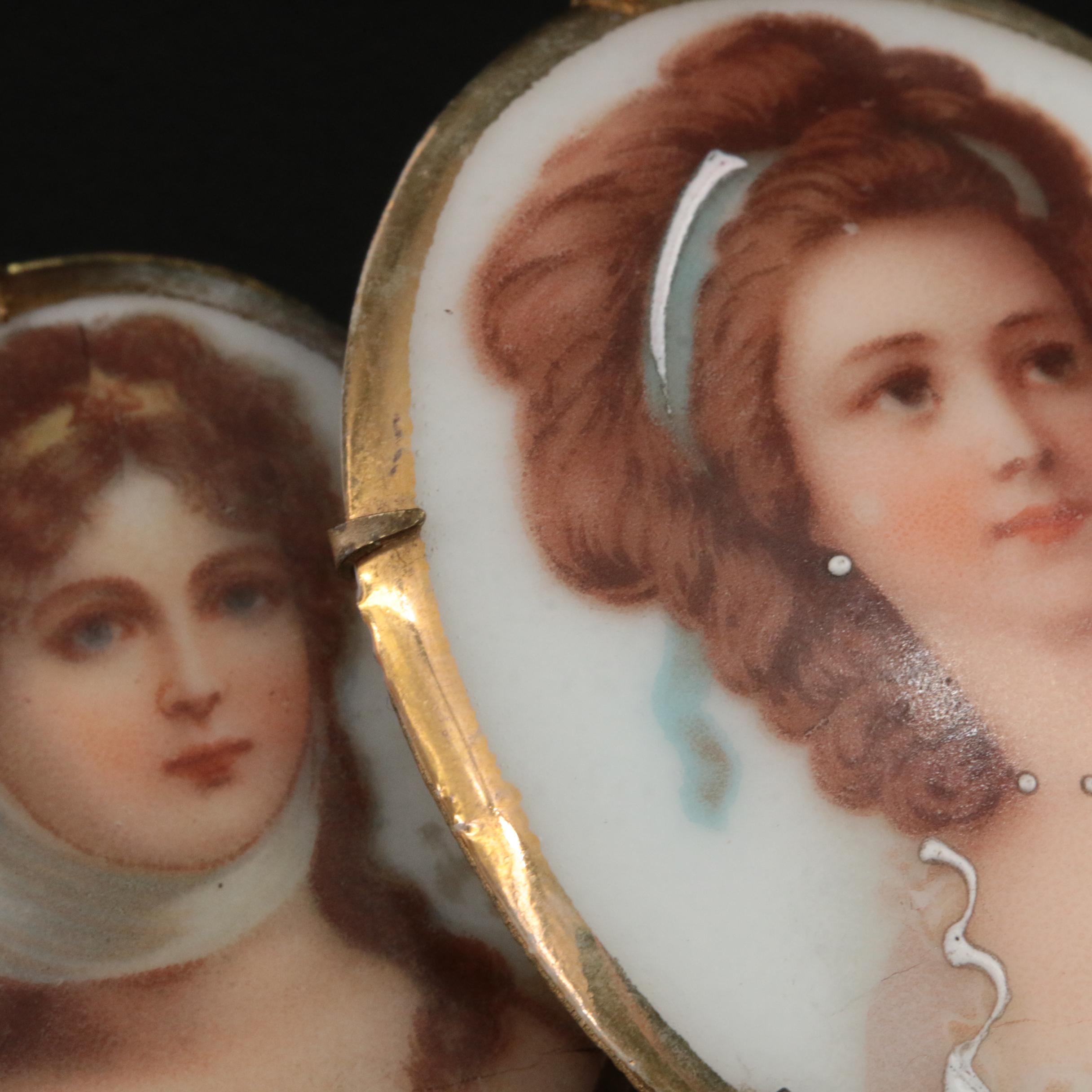 Antique Porcelain Portrait Brooches | EBTH