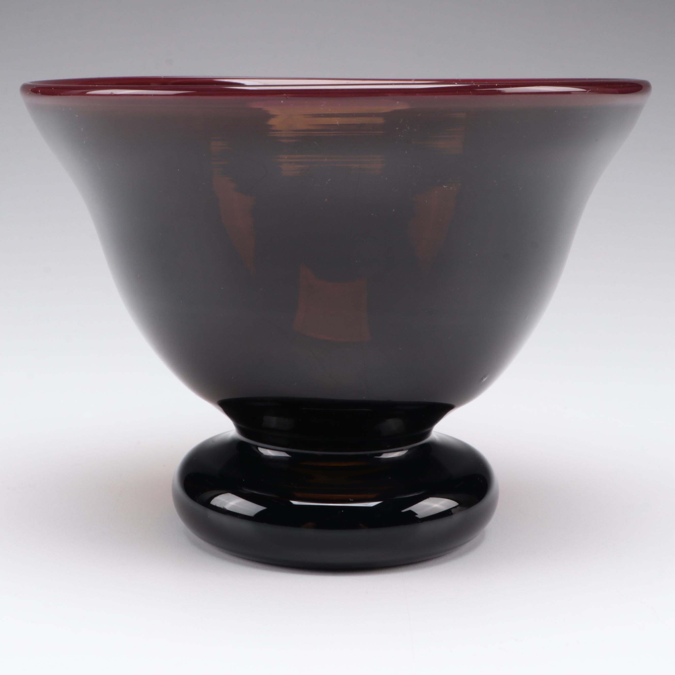 Dominick Labino Handblown Art Glass Footed Bowl, 1966 | EBTH