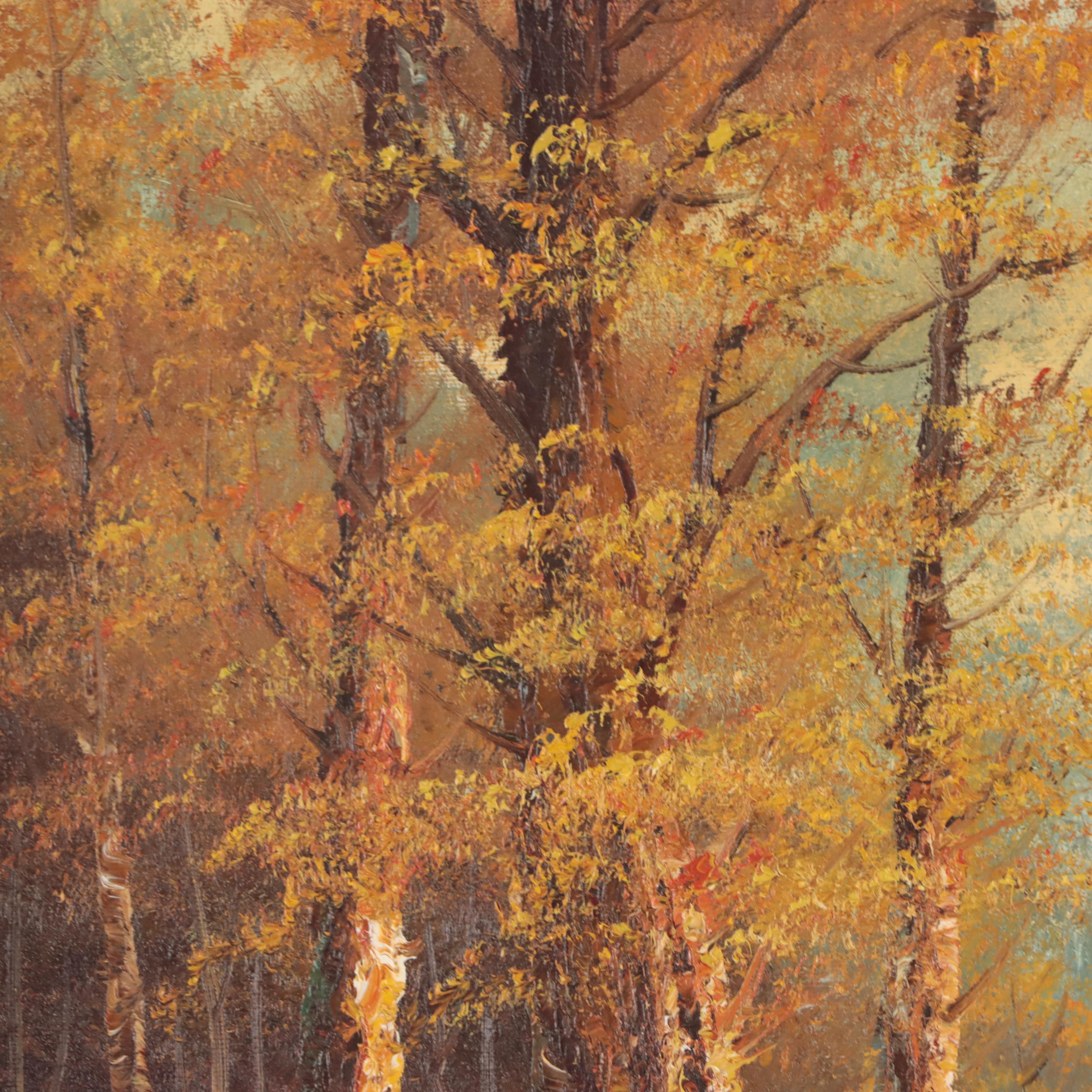 Phillip Cantrell Autumn Landscape Oil Painting, Late 20th Century | EBTH