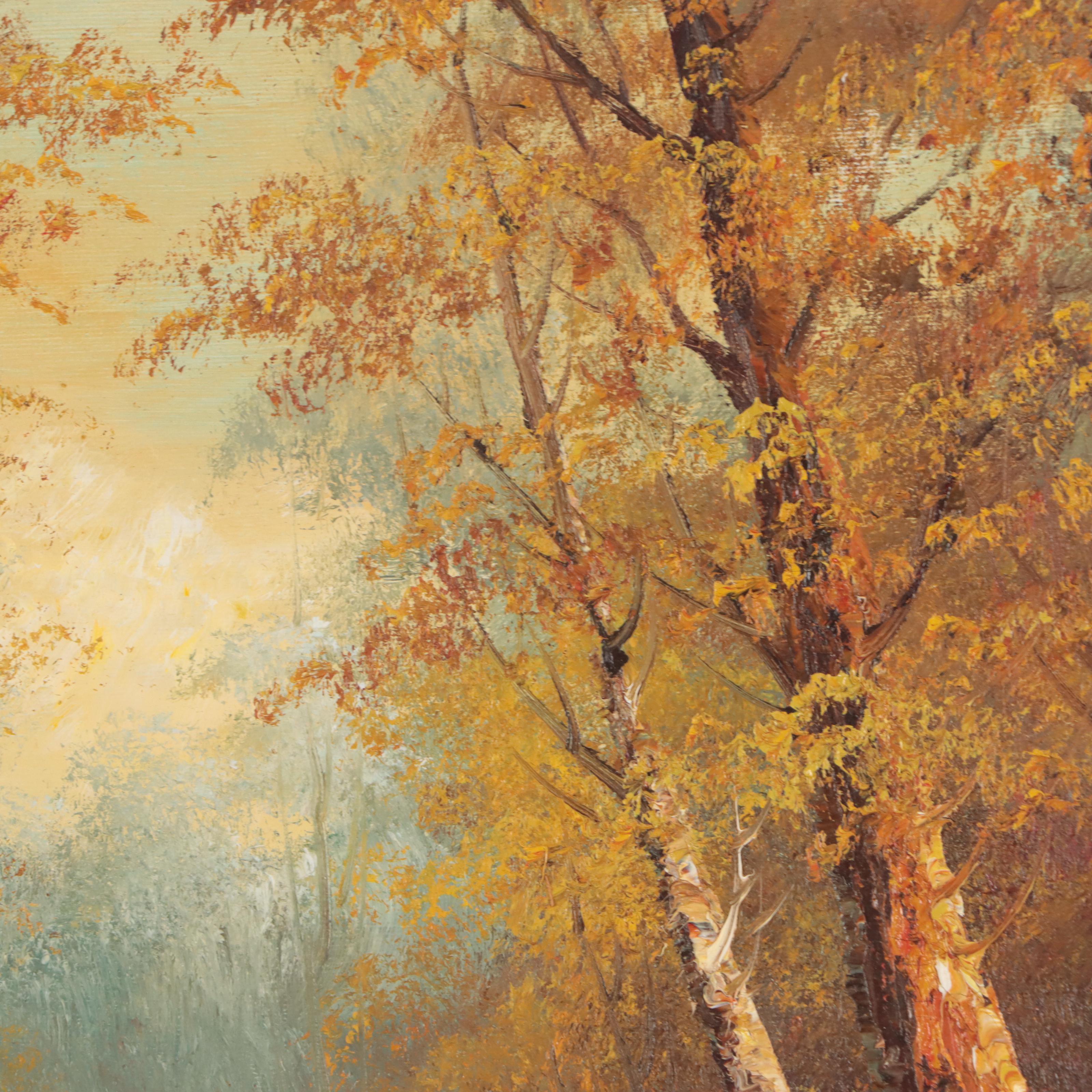 Phillip Cantrell Autumn Landscape Oil Painting, Late 20th Century | EBTH