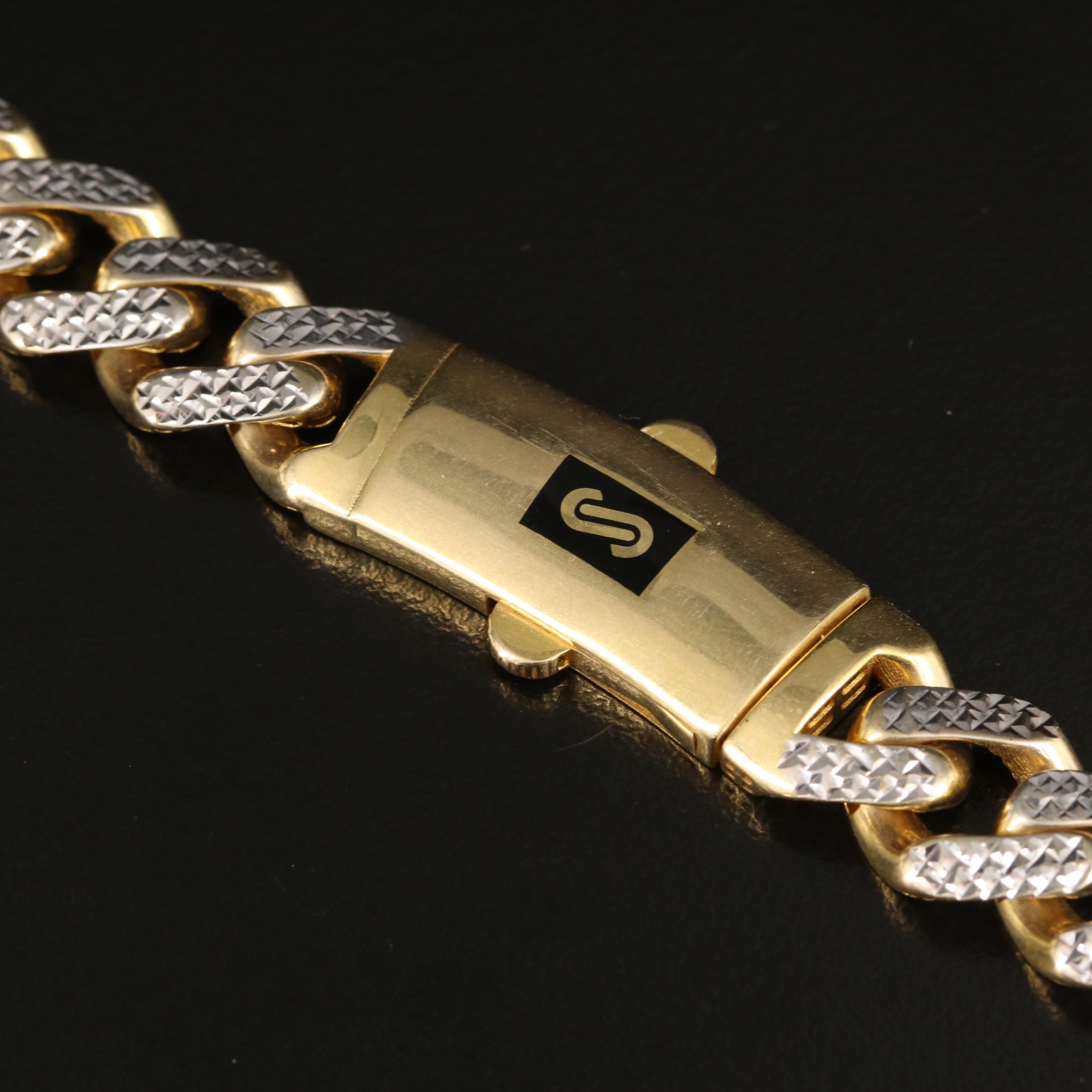 Oro Monaco 10K Curb Chain Necklace with Diamond Cut Finish | EBTH