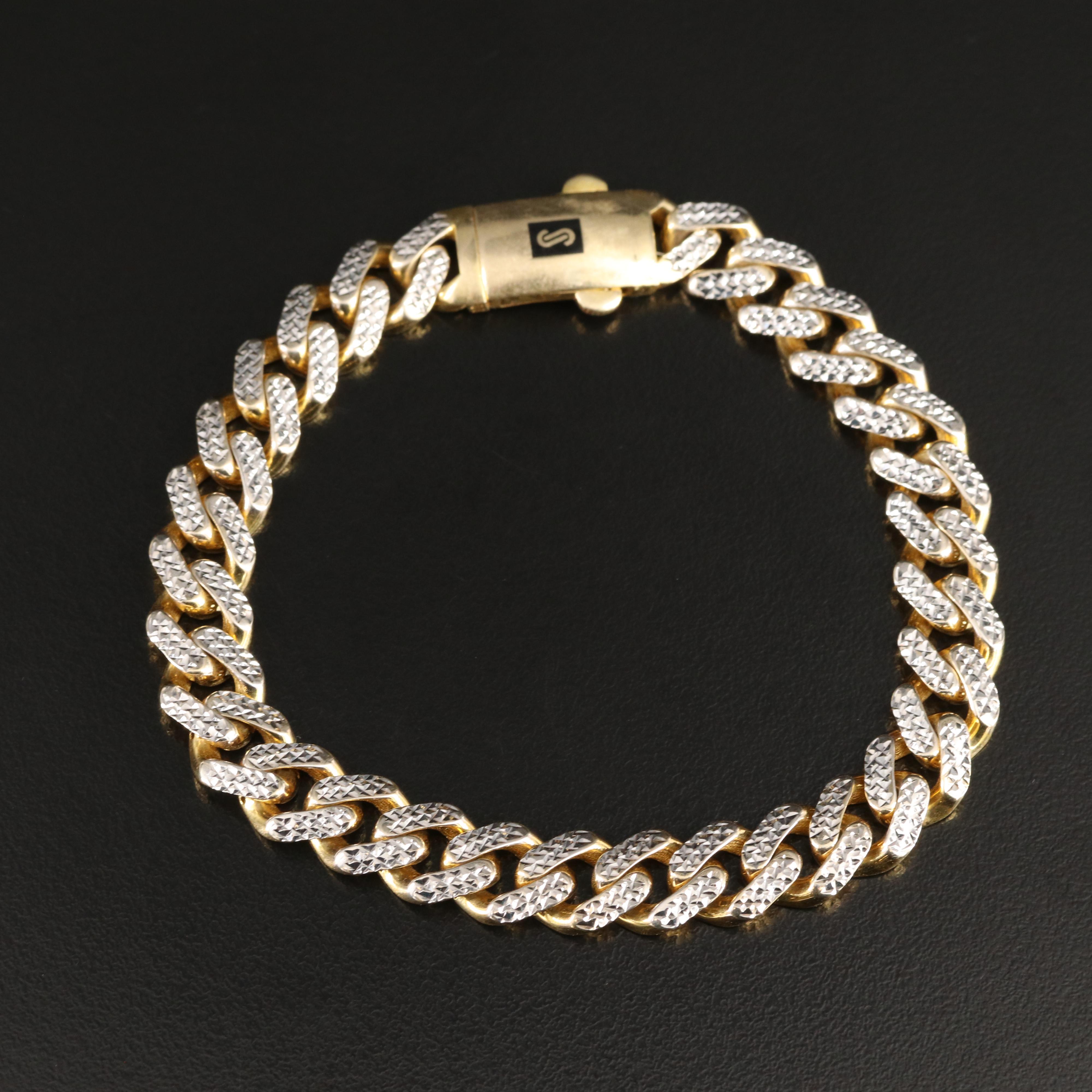 Oro Monaco 10K Curb Chain Bracelet with Diamond Cut Finish | EBTH