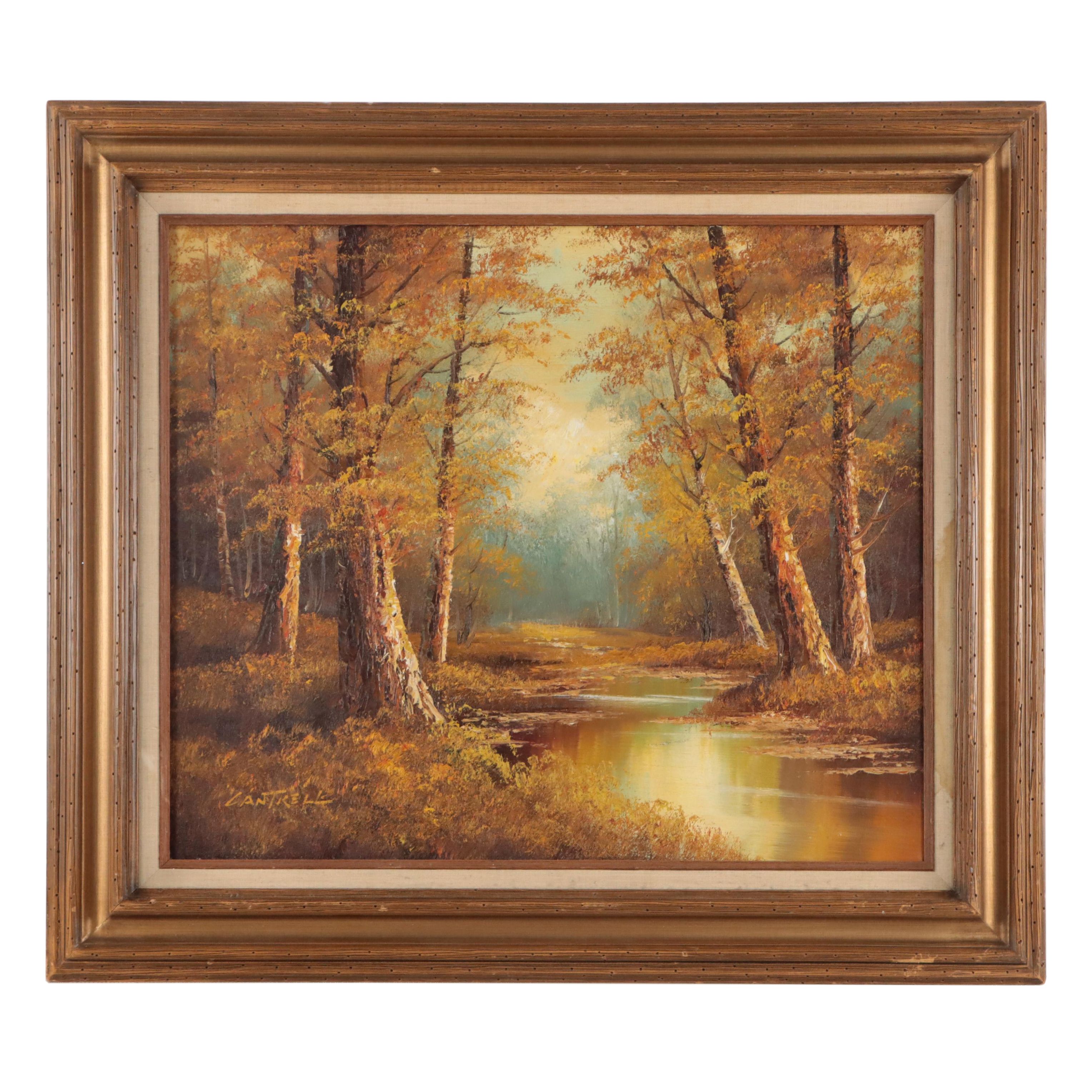Phillip Cantrell Autumn Landscape Oil Painting, Late 20th Century | EBTH