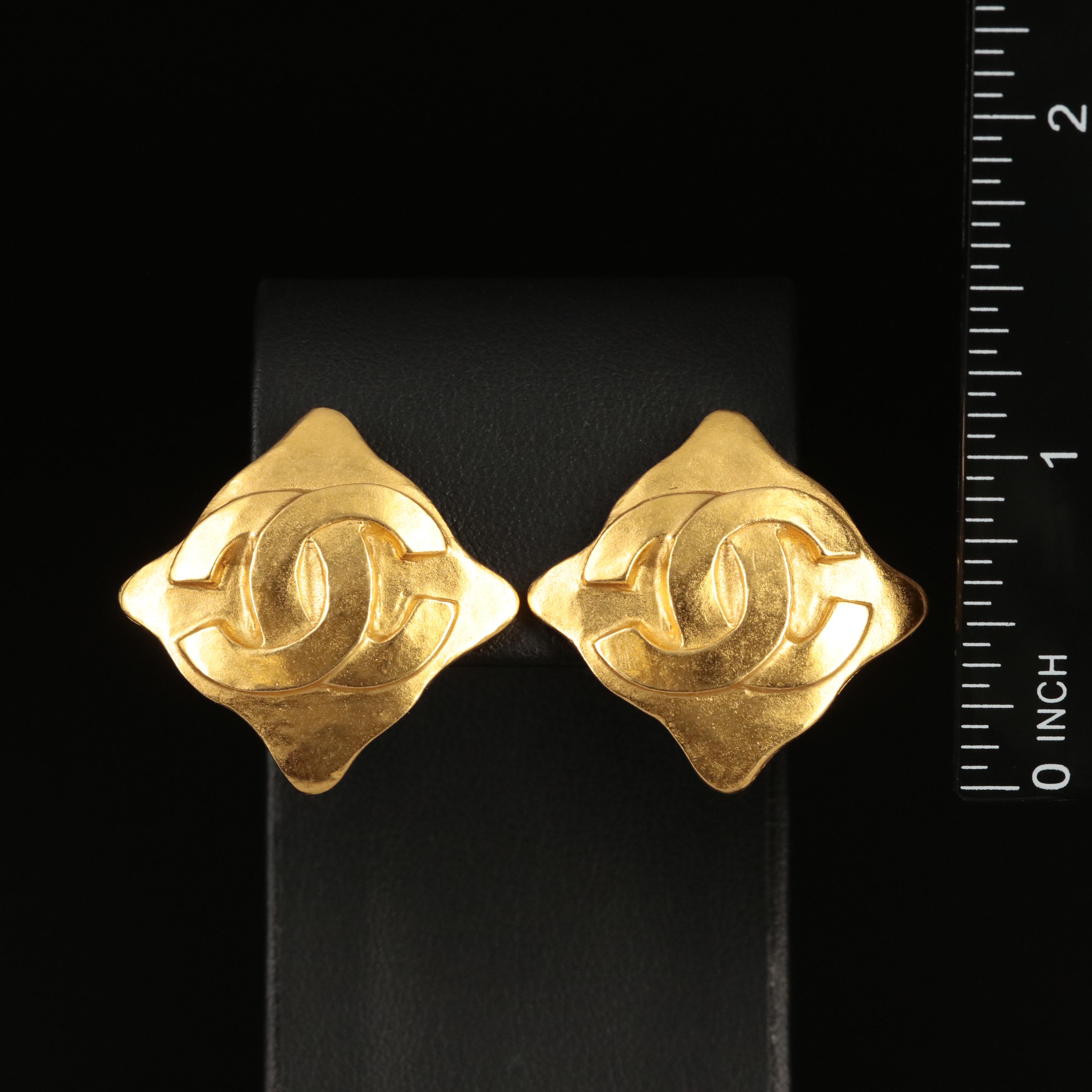 Chanel Rhombus Logo Earrings | EBTH