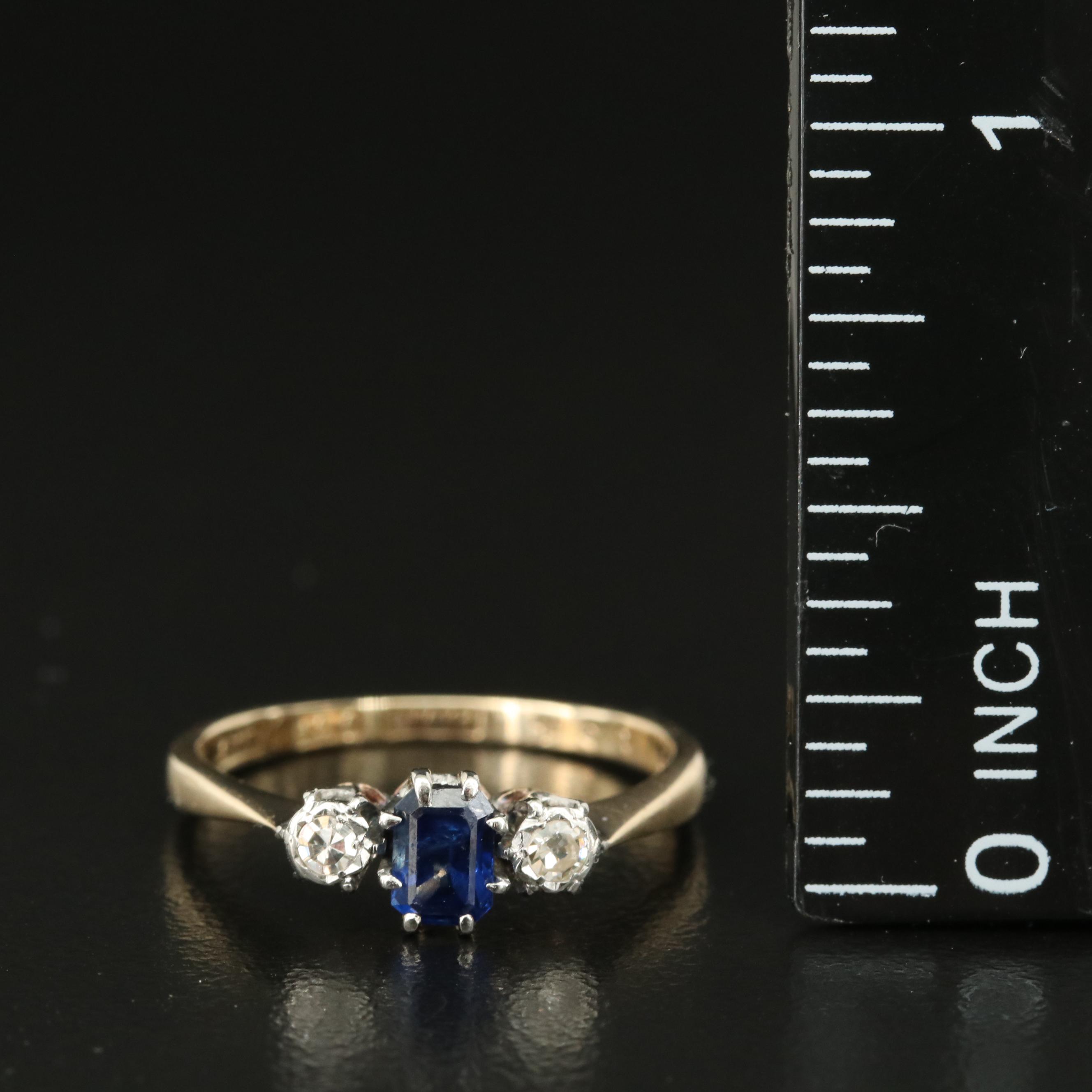 Vintage 9K Sapphire and Diamond Ring with Platinum Settings | EBTH