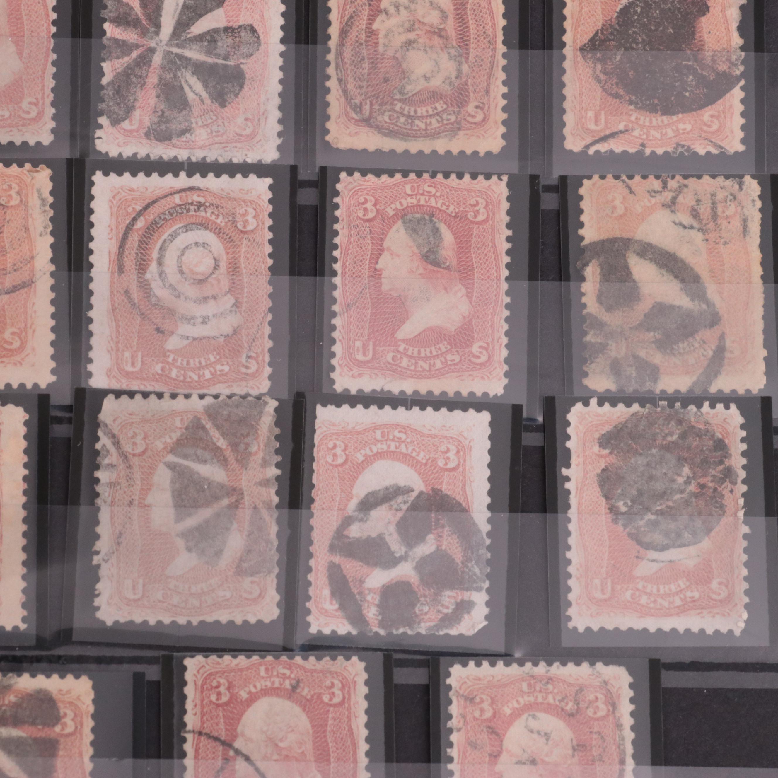 Album Collection of 1861 3-Cent Washington Postage Stamps, Scott #65 | EBTH