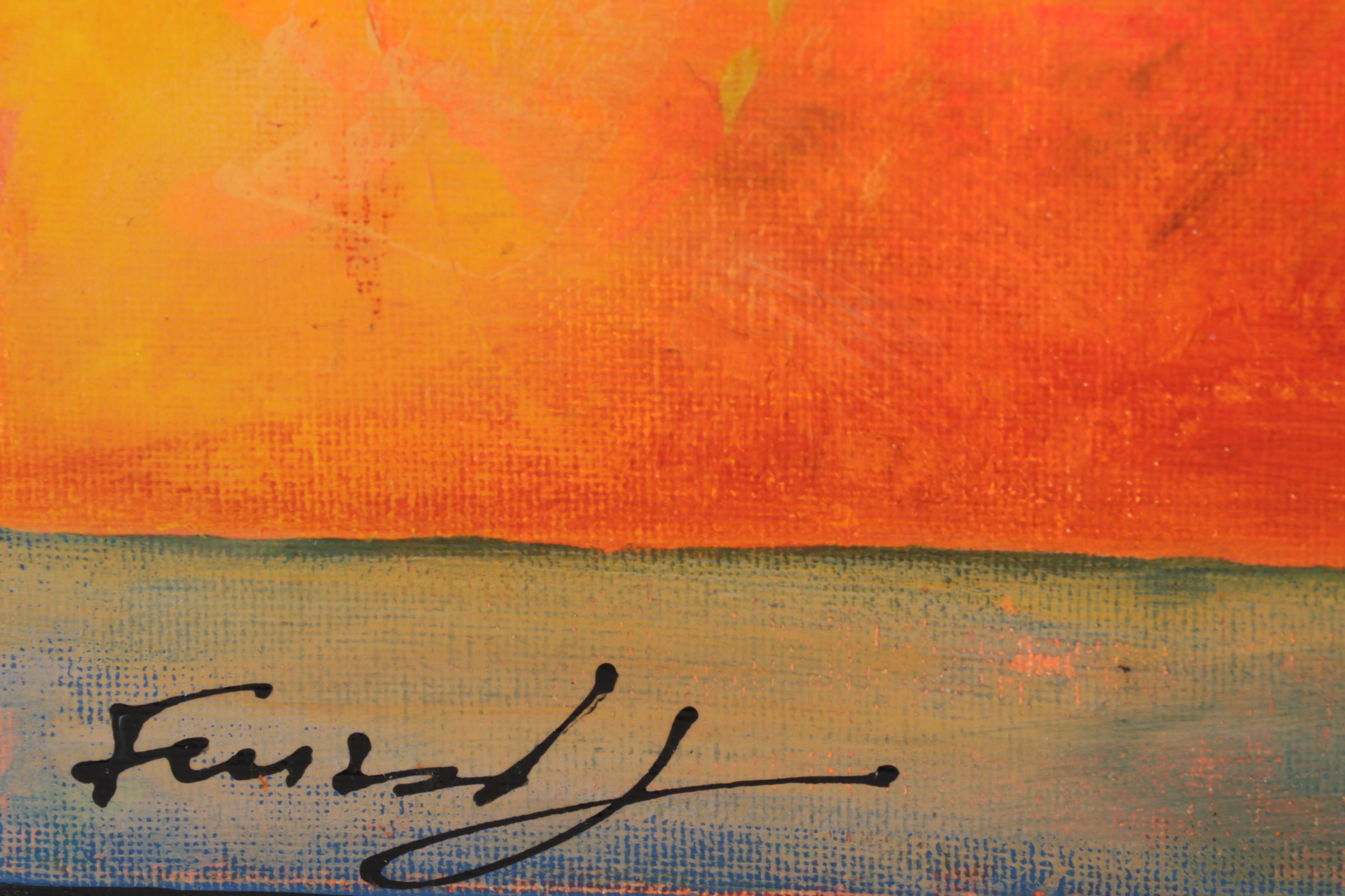 Farshad Lanjani Still Life Acrylic Painting of Flowers in Vase, 21st ...