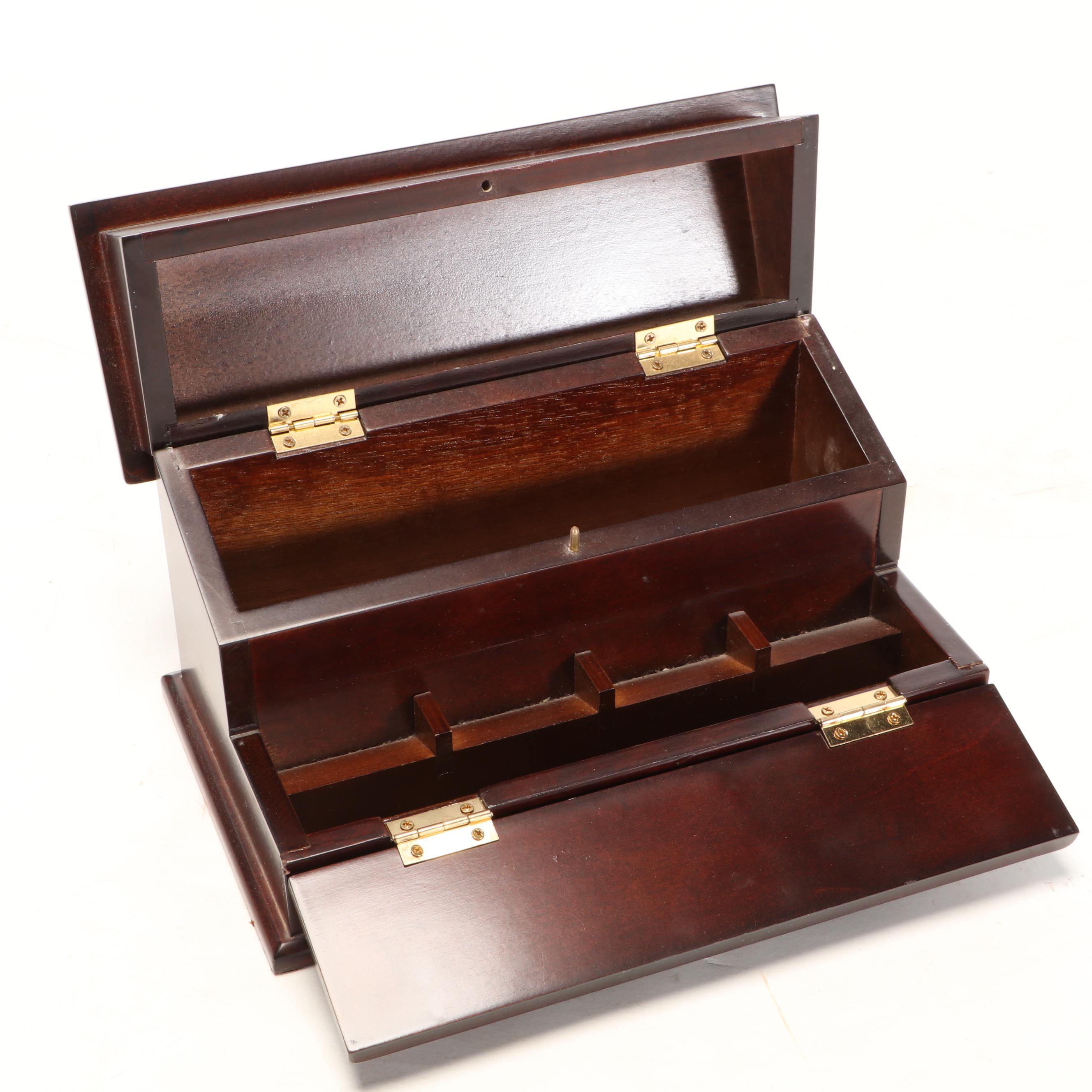 Bombay Company Mahogany Jewelry Box With Other Wood Jewelry Box | EBTH