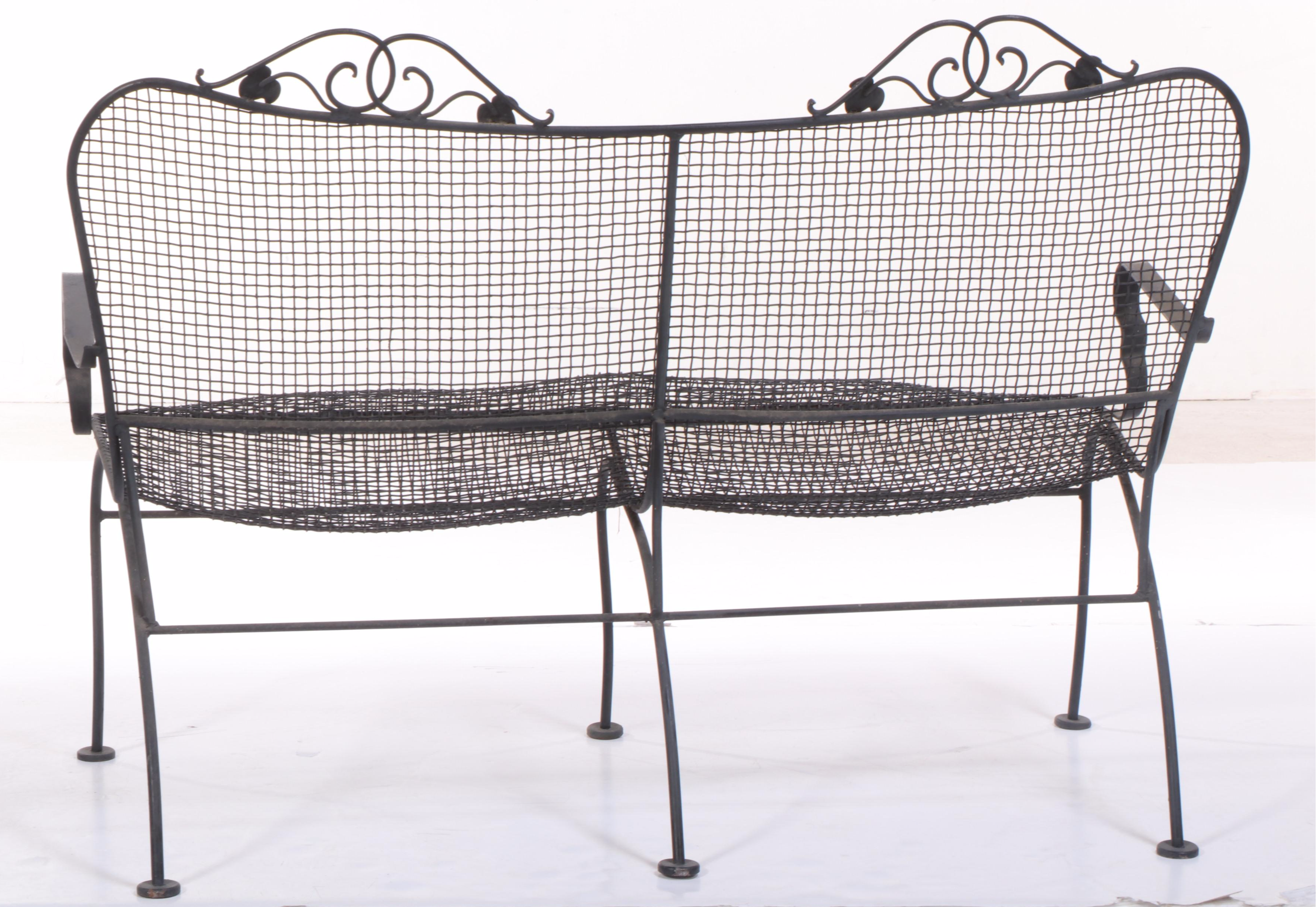 Wrought Iron and Metal Mesh Patio Loveseat, Mid to Late 20th Century | EBTH