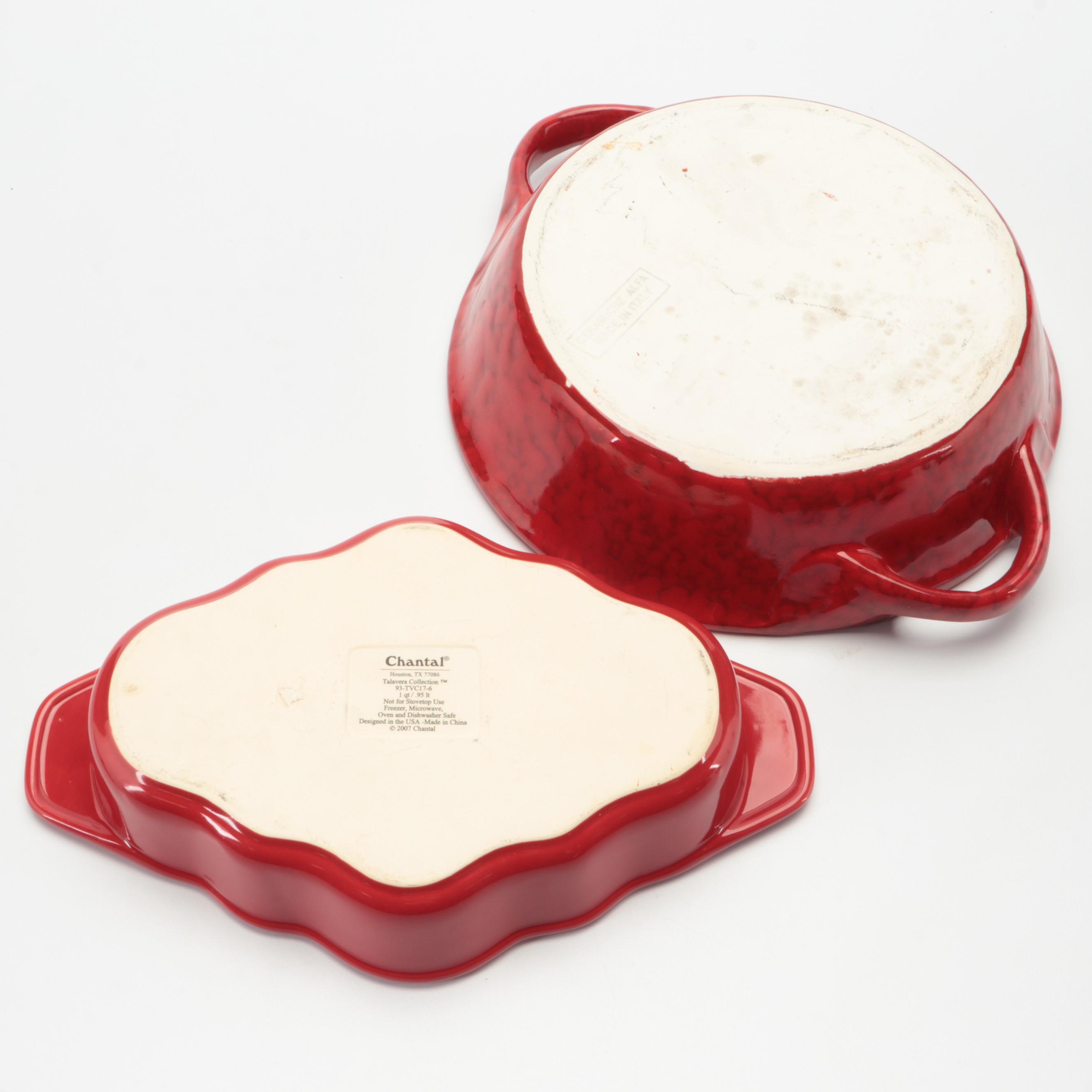 Chantal Red Glazed Ceramic Lidded Bowl with Other Ceramic Containers | EBTH